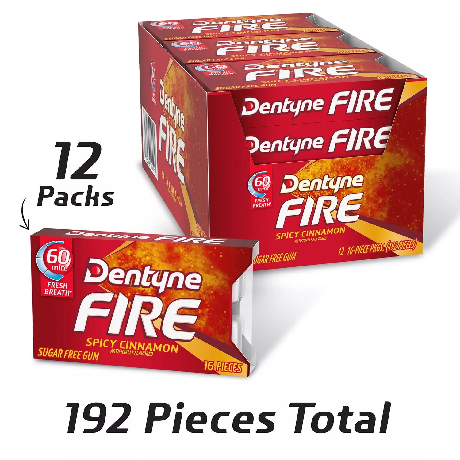 Dentyne Fire Spicy Cinnamon Gum, 16 Pieces, 12-count - Walmart.com