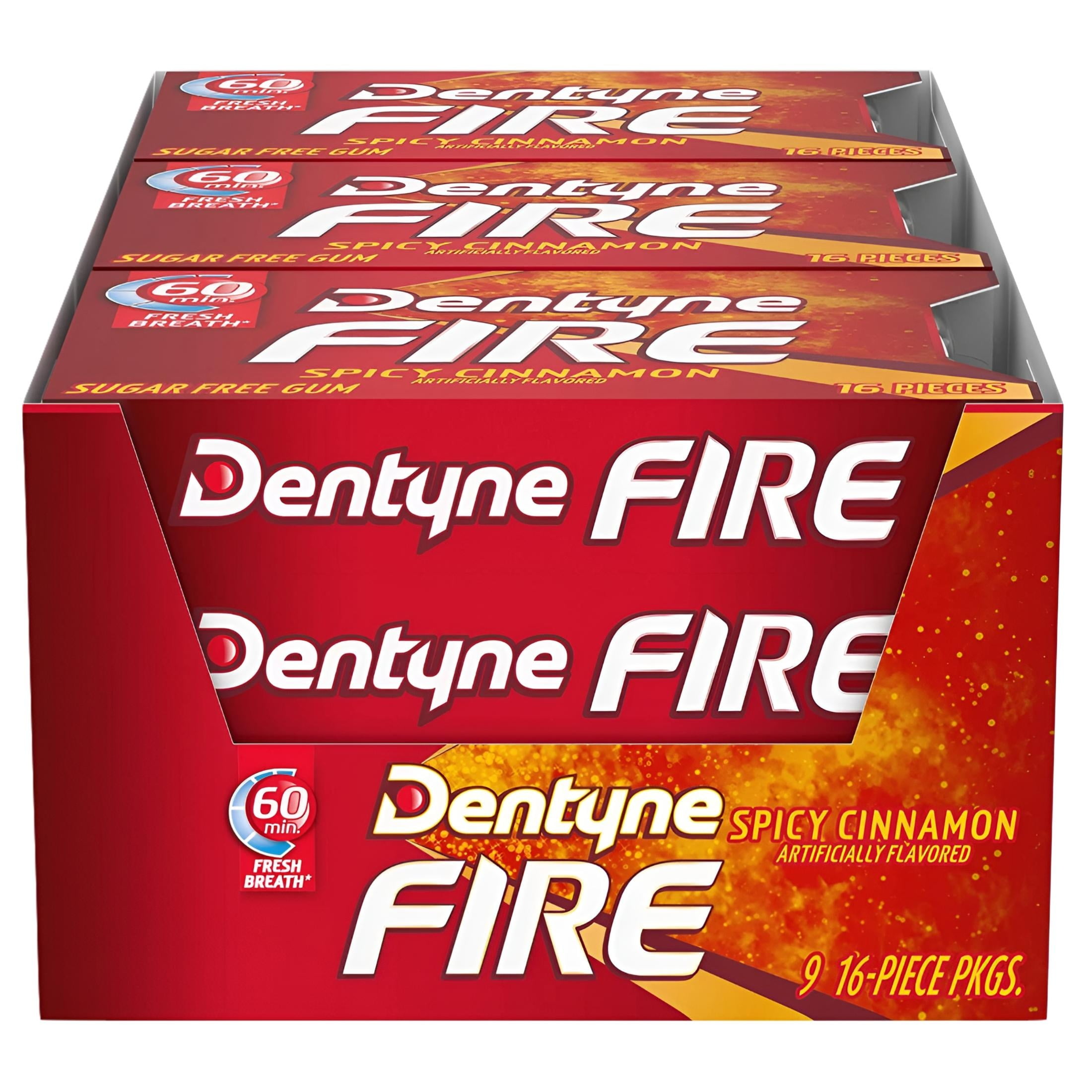 Dentyne Fire Spicy Cinnamon Gum, 144 Pieces, Bold Flavor, Breath ...