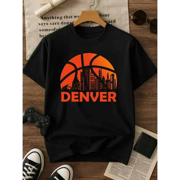 Denver Basketball Tee for men Exercise 180G 100% Cotton black ...