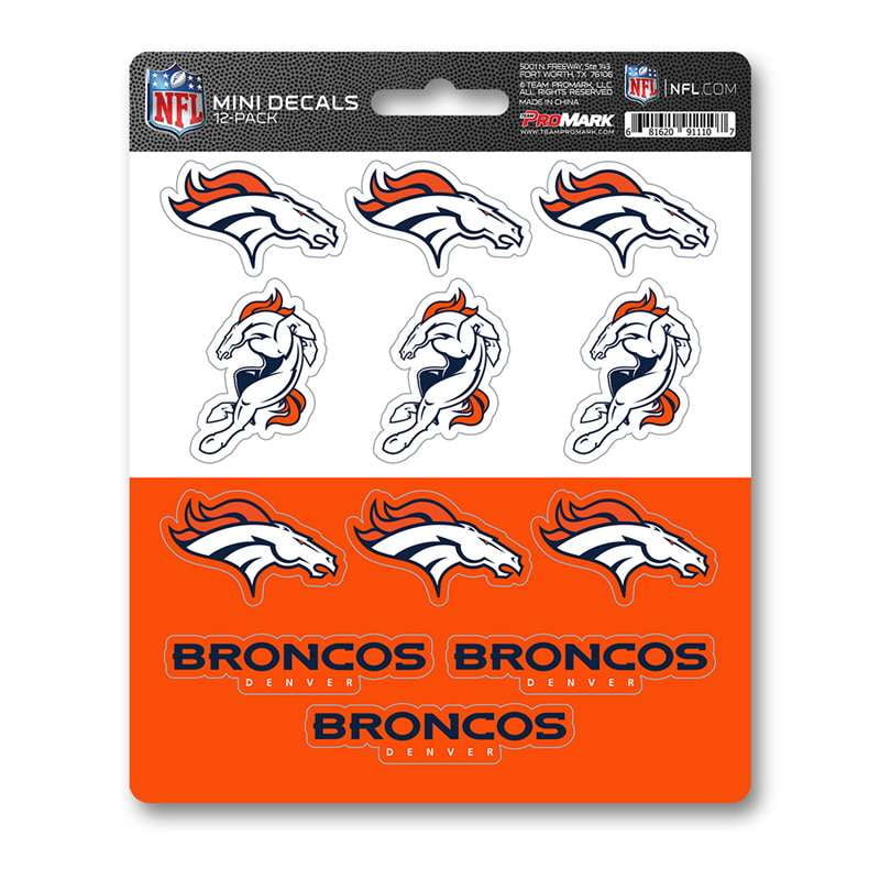 Denver Broncos 12 Count Mini Decal Sticker Pack 61119 - Walmart.com