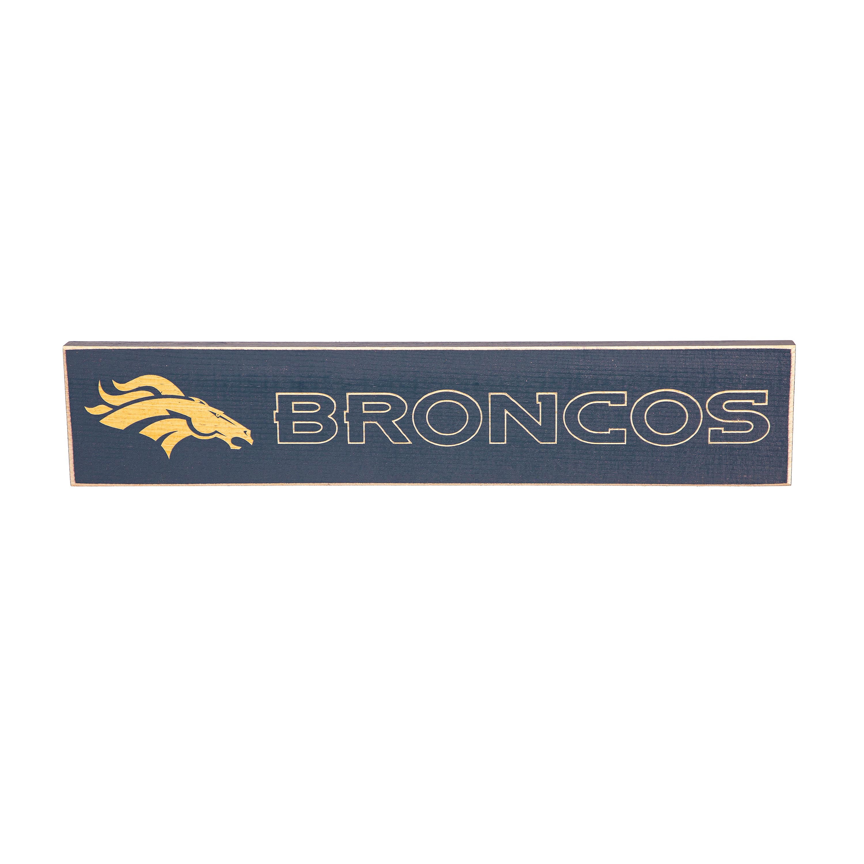 Denver Broncos 18" x 3.5" Engraved Wood Sign - Walmart.com