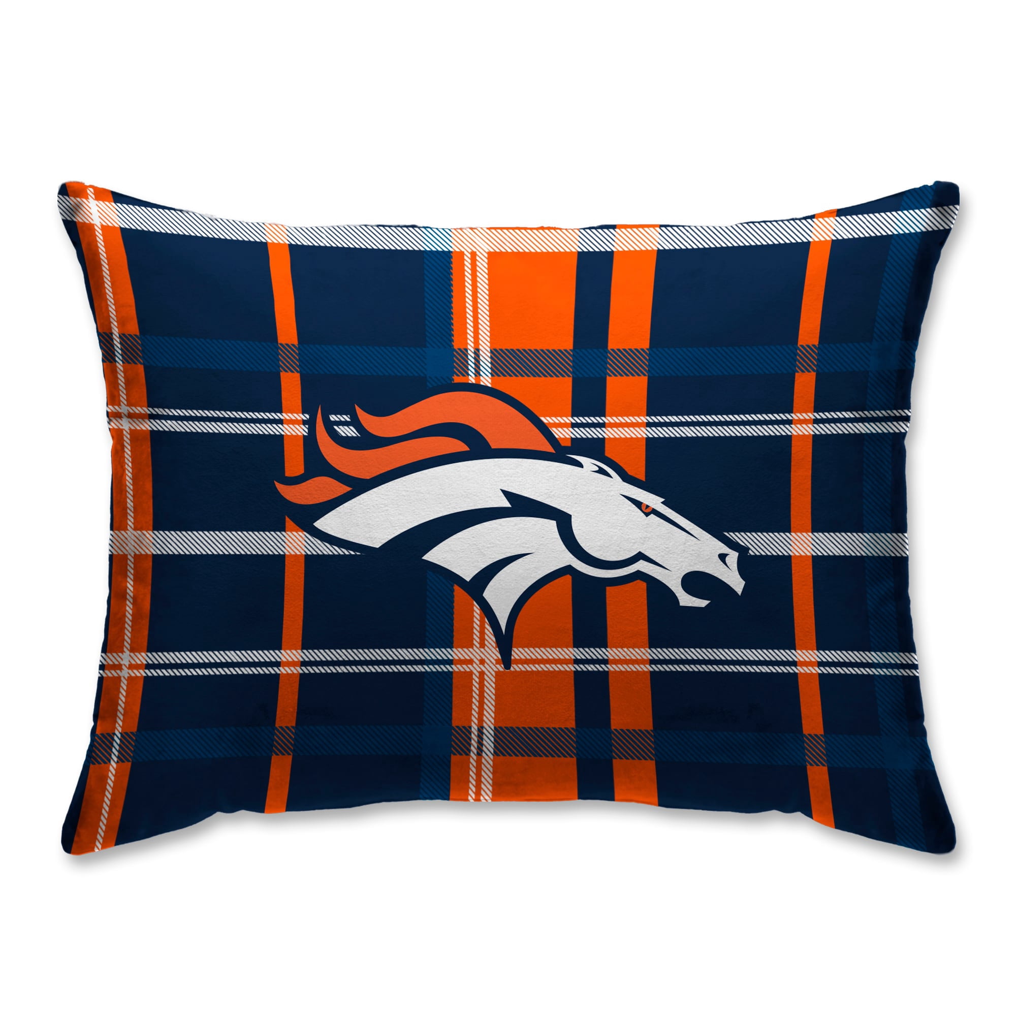 Denver Broncos Plaid Plush Sherpa Bed Pillow - Blue - Walmart.com