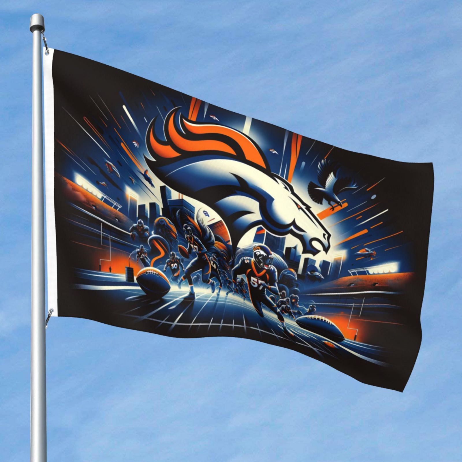 Denver City Football team flag double-sided 5x8ft flags patio ...