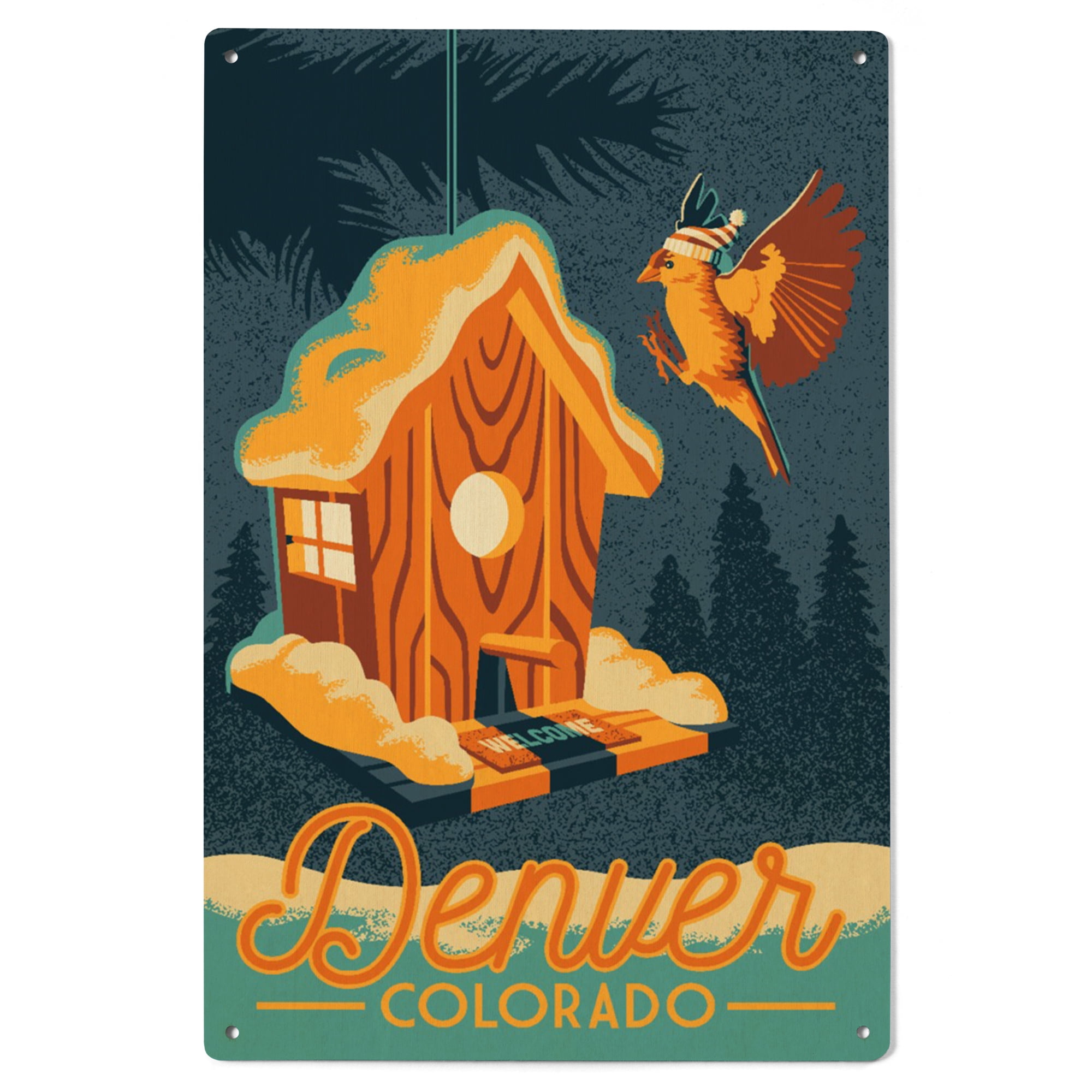 Denver, Colorado, Birdhouse Birch Wood Wall Sign (6x9 Rustic Home Decor ...