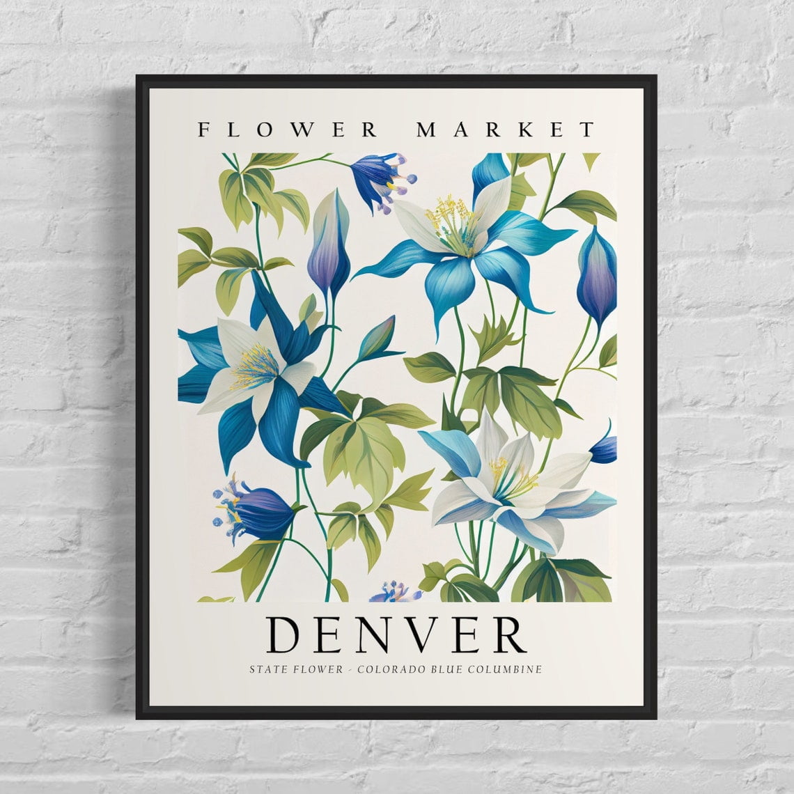 Denver Colorado Flower Market Art Print, Denver Flower, Colorado Blue ...