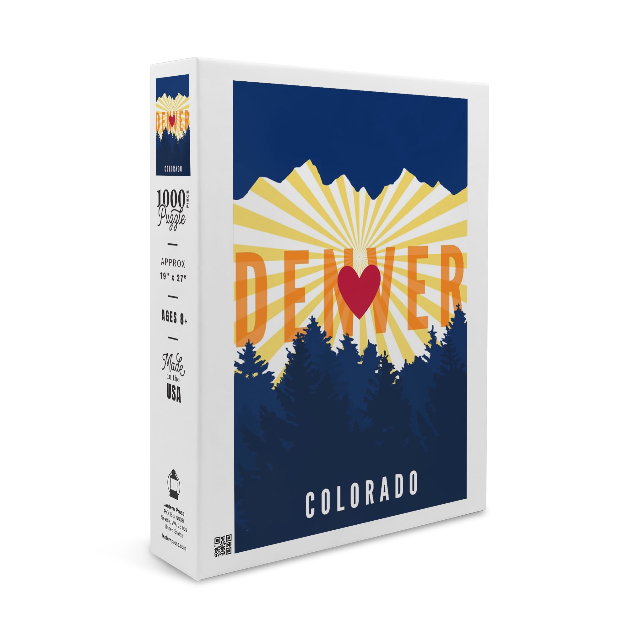 Denver, Colorado, Heart and Treeline (Vertical) (1000 Piece Puzzle ...