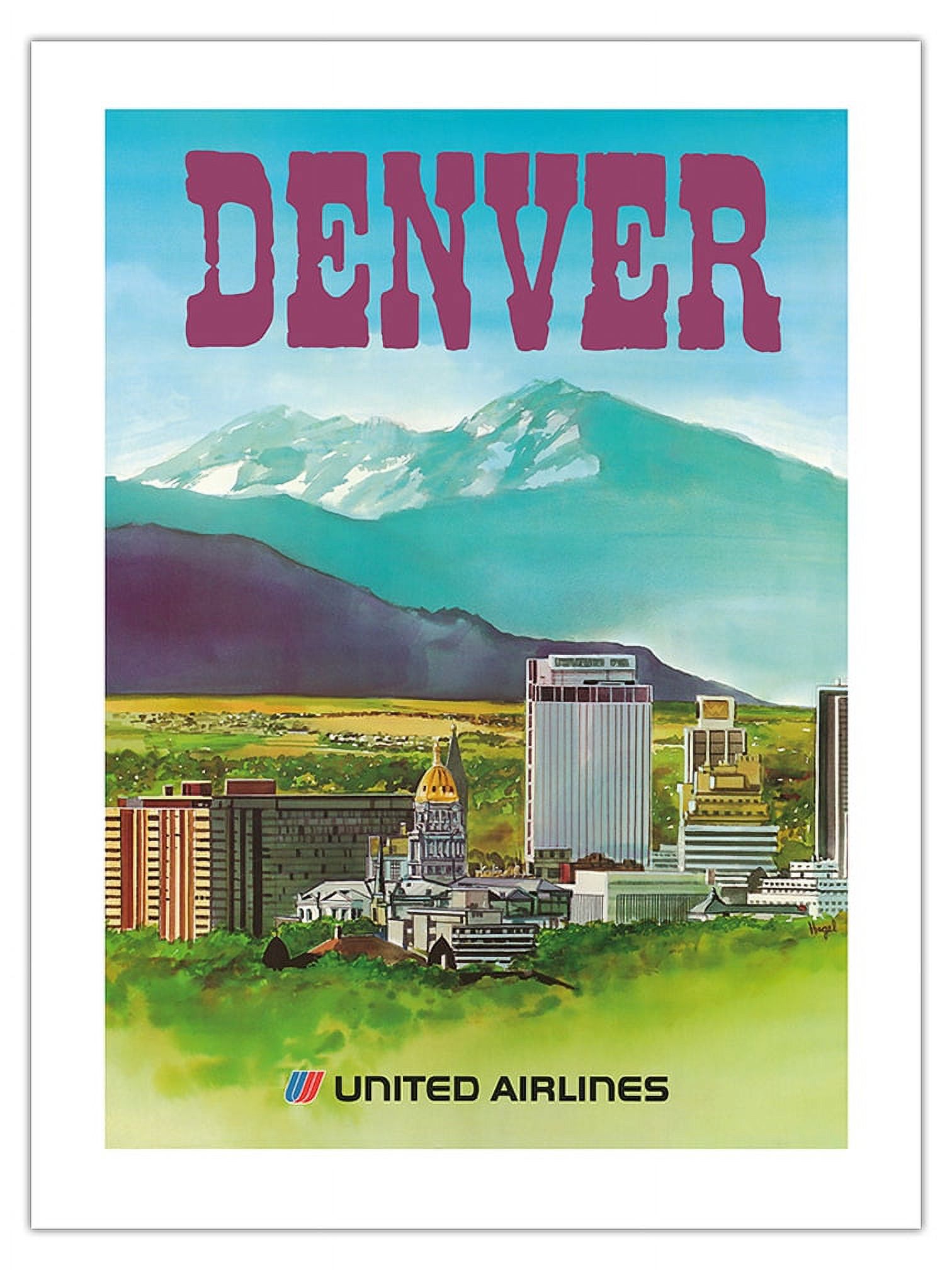 Denver Colorado - The Mile High City - United Air Lines - Vintage ...