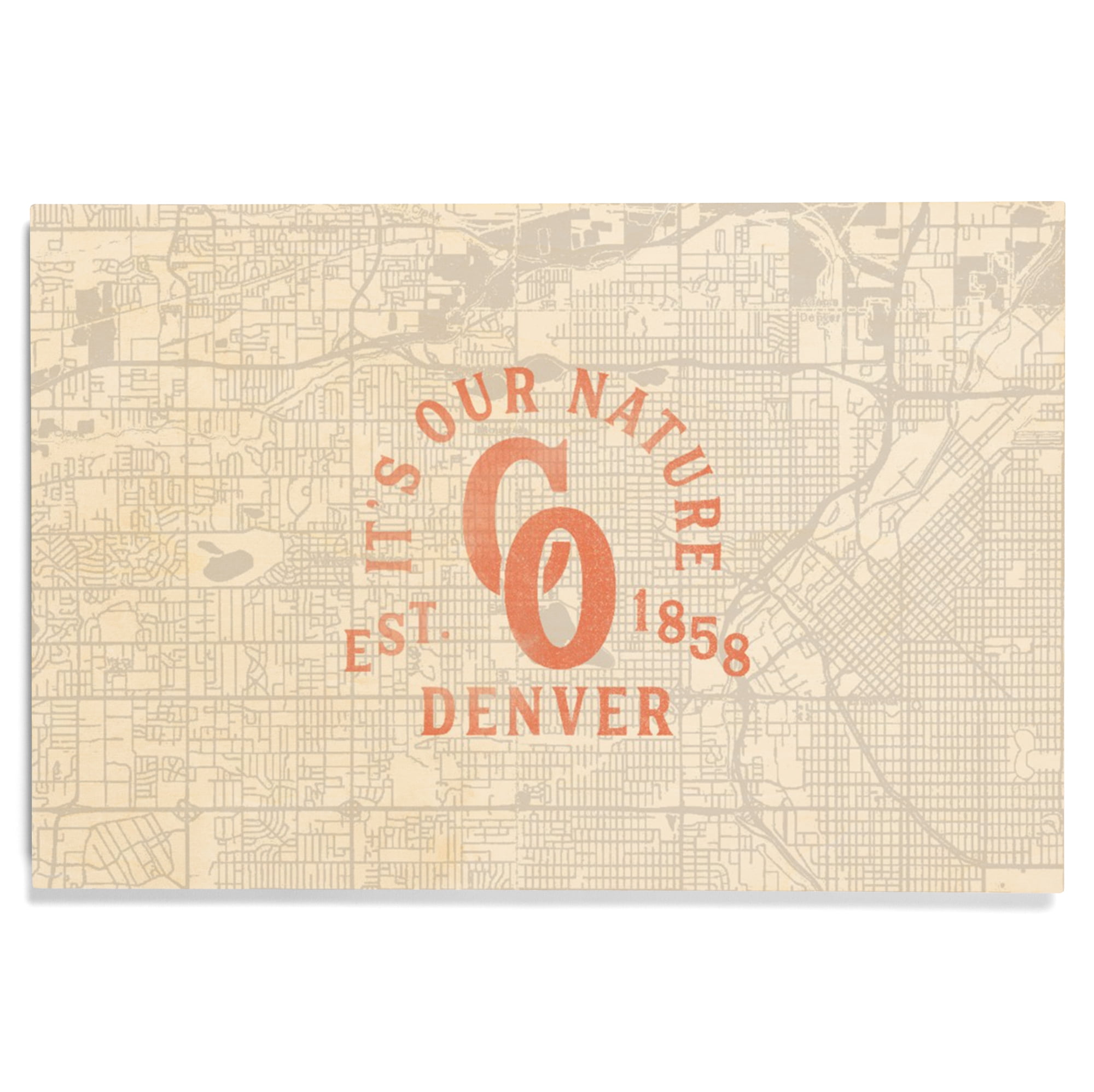 Denver, Colorado, Wayfinder Collection, City Map and Monogram Birch ...