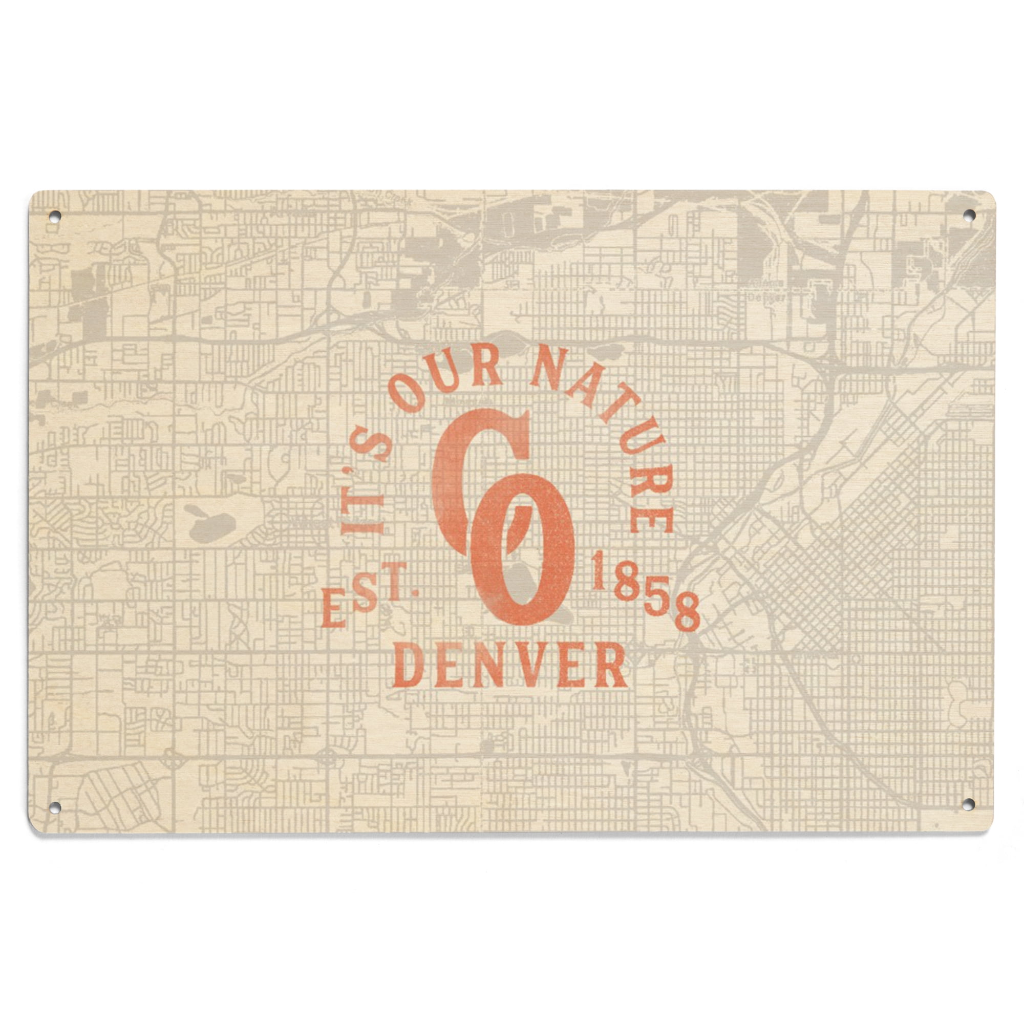 Denver, Colorado, Wayfinder Collection, City Map and Monogram Birch ...