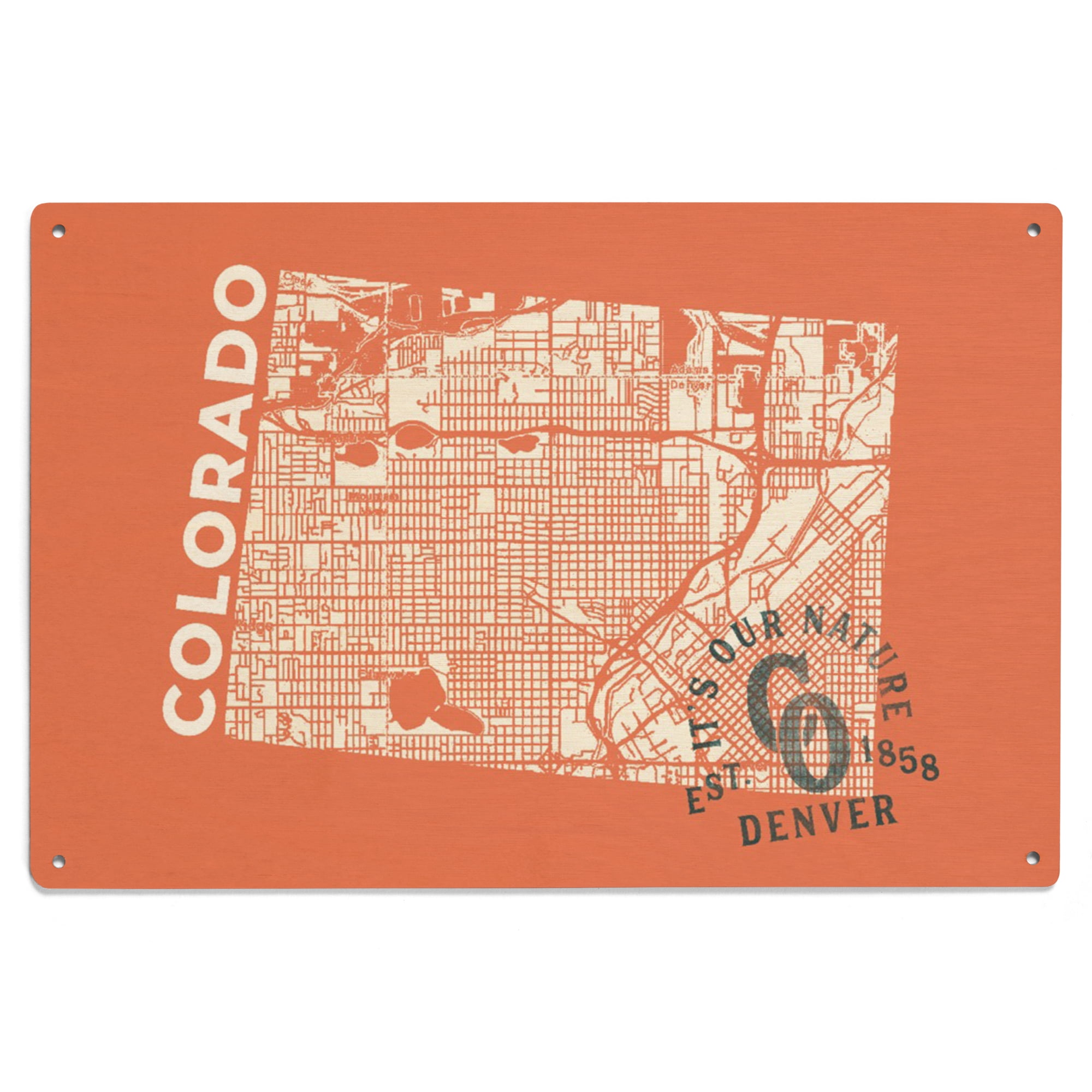 Denver, Colorado, Wayfinder Collection, State Shape Map, Contour Birch ...