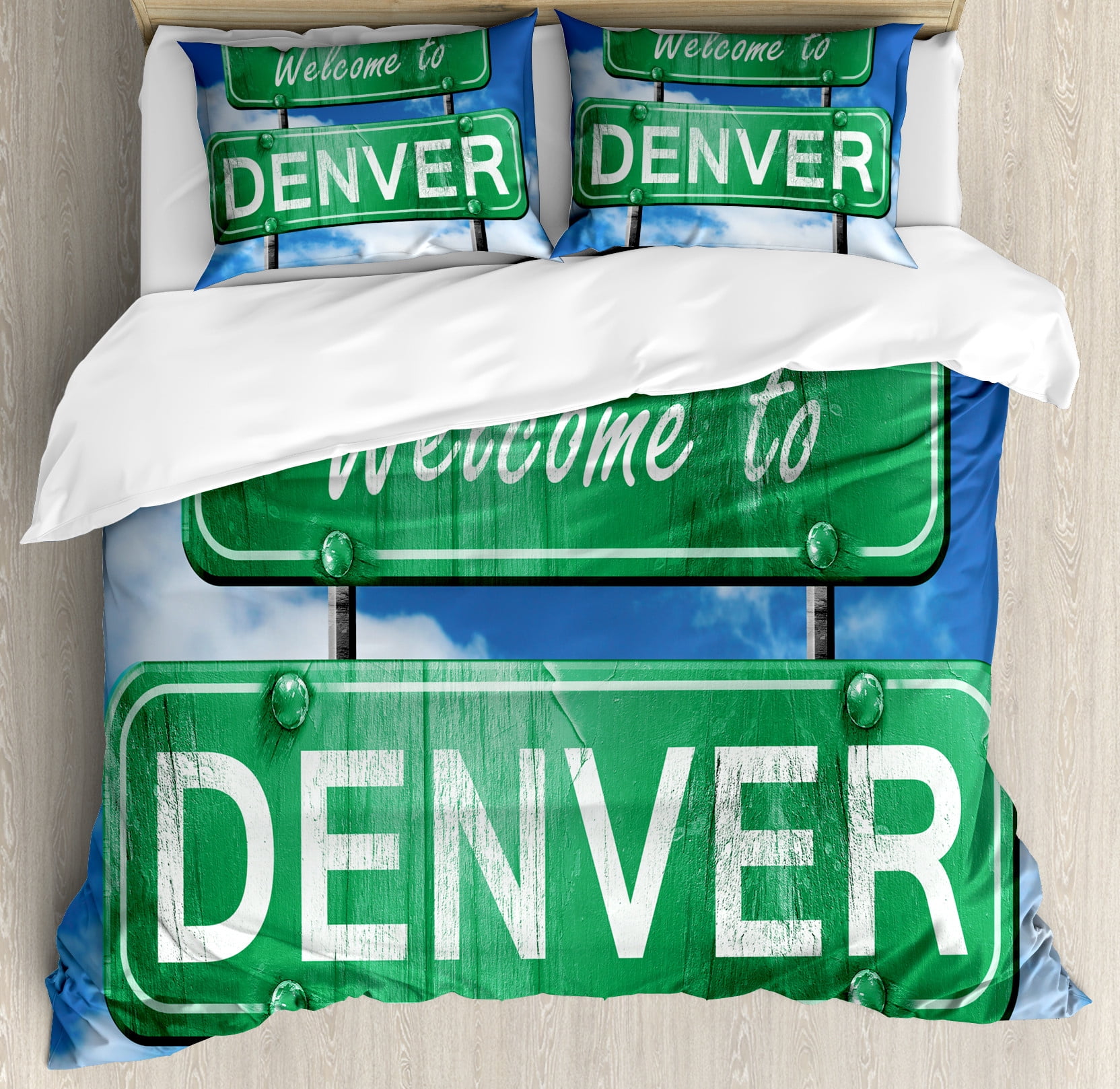Denver Duvet Cover Set, Welcome to Sign on the Road Notifying Lettering ...