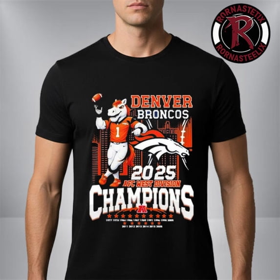 Denver Football 2025 AFC West Division Champions Mascot T-shirt,Black ...