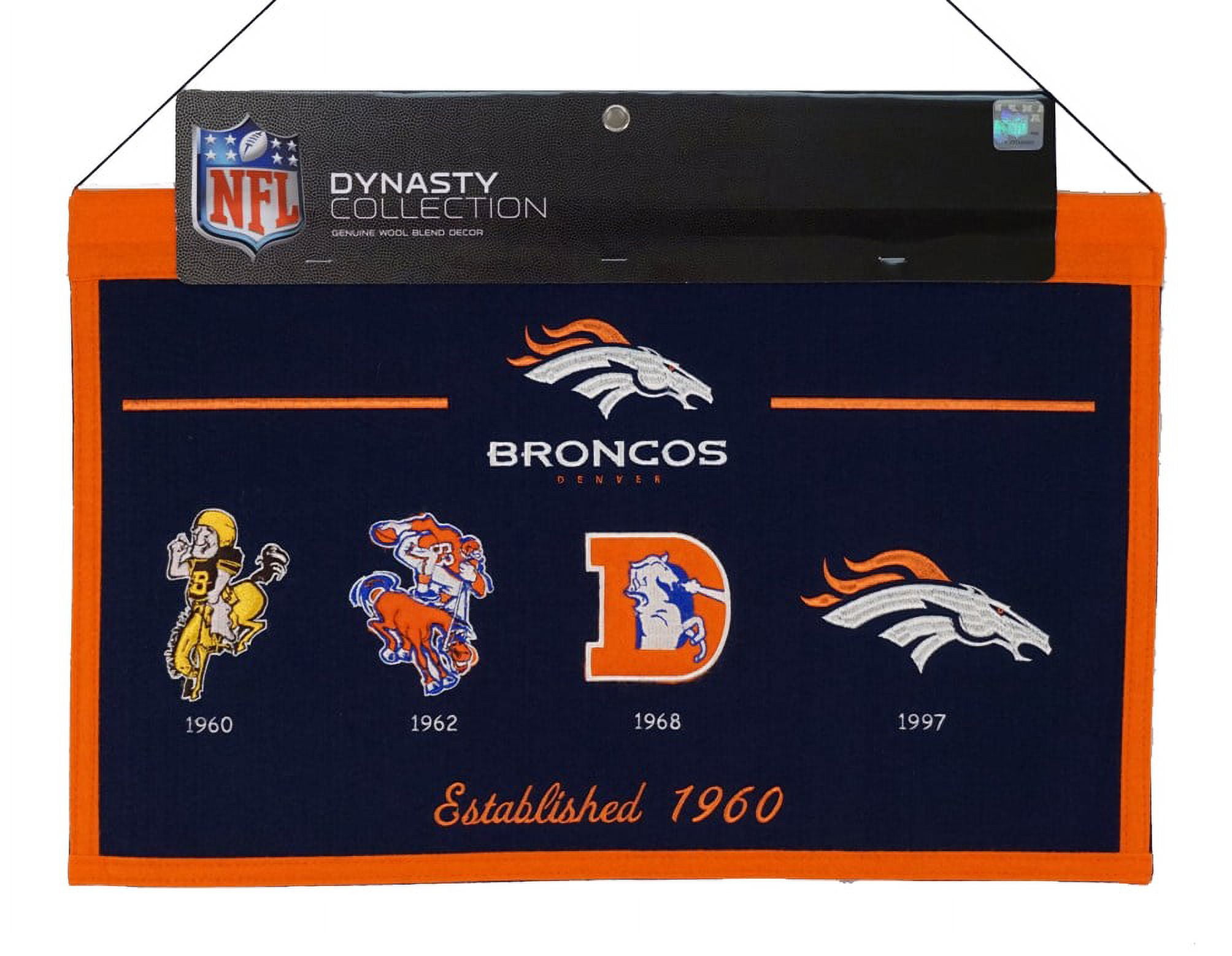 Denver Football Broncos 22x14 Wall Hanging Banner featuring logos from ...