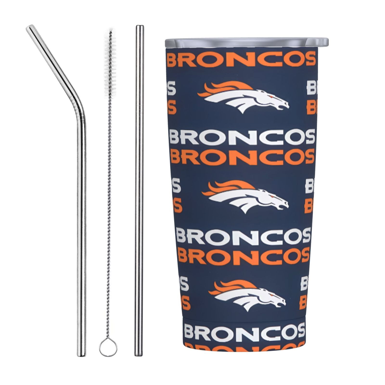 Denver Football Team 20 oz Stainless Steel Thermos with Lid and Straw ...