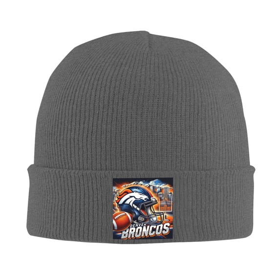 Denver Football Team Print Knitted Hat Soft Stretch Winter Cuff Beanie ...
