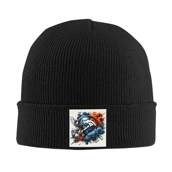 Denver Football Team Print Knitted Hat Soft Stretch Winter Cuff Beanie ...