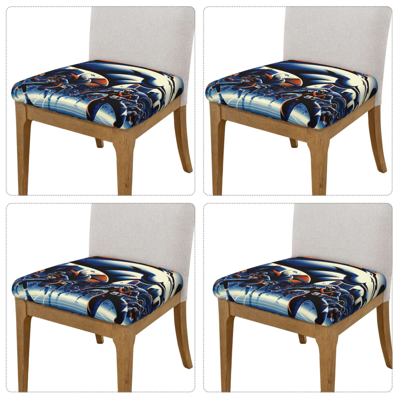 Denver Football Team Square Cushion Cover Fits 2Pcs 35-48cm Seat for ...