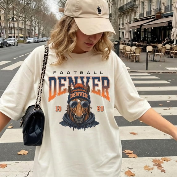 Denver Football Vintage Mascot Comfort Colors Long Sleeve T-Shirt ...