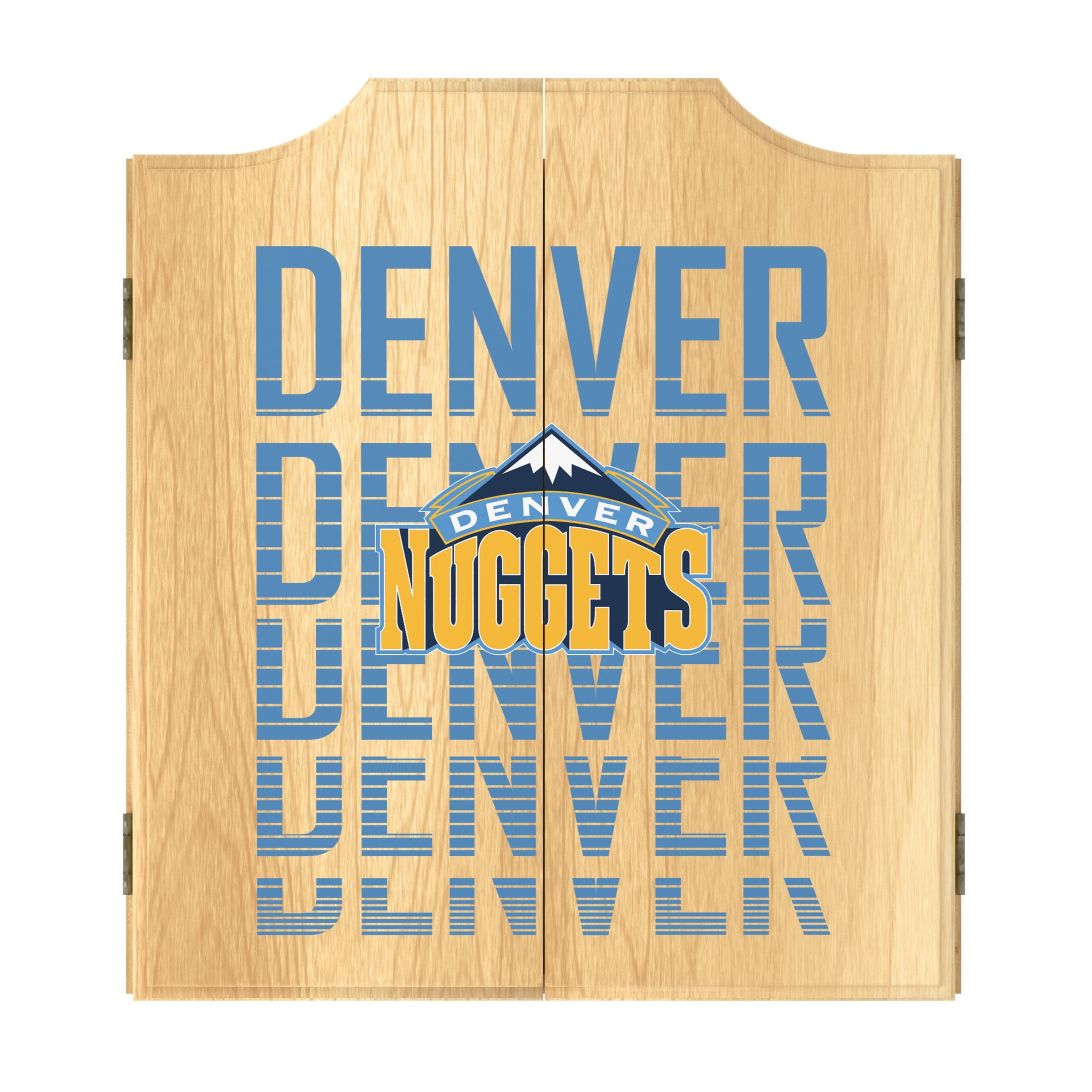 Denver Nuggets City Dart Board Cabinet Set with 6 Steel Tip Darts ...