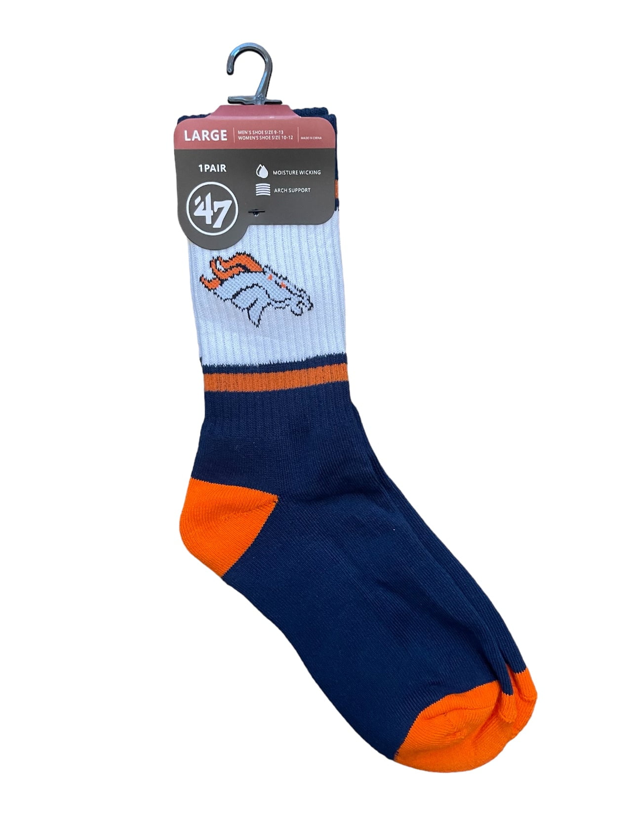 Denver Pro Football Socks Adult Team Logo and Colors Large Crew Sport ...