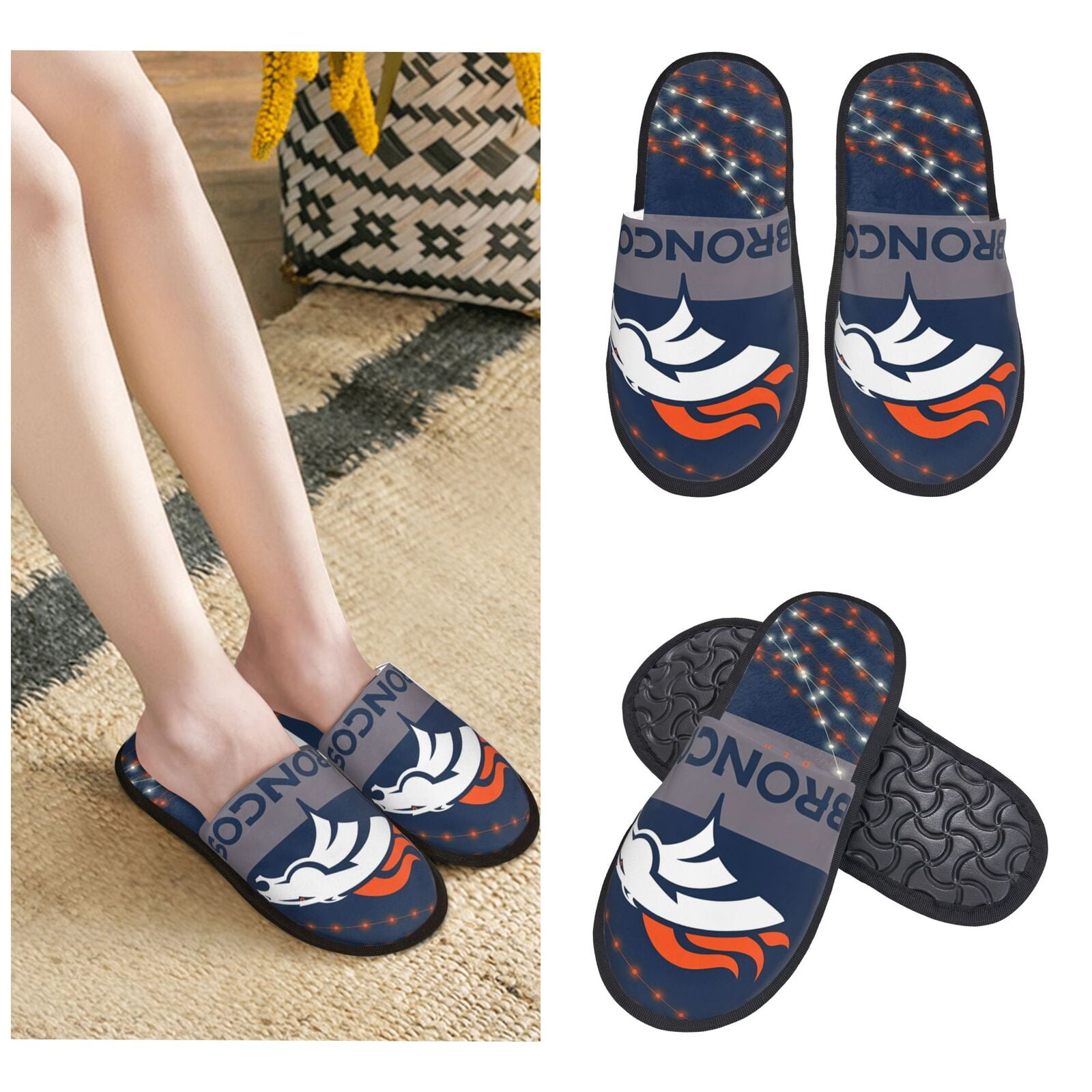 Denver Team Adult Furry EVA Slippers Warm Slippers Indoor Slippers ...