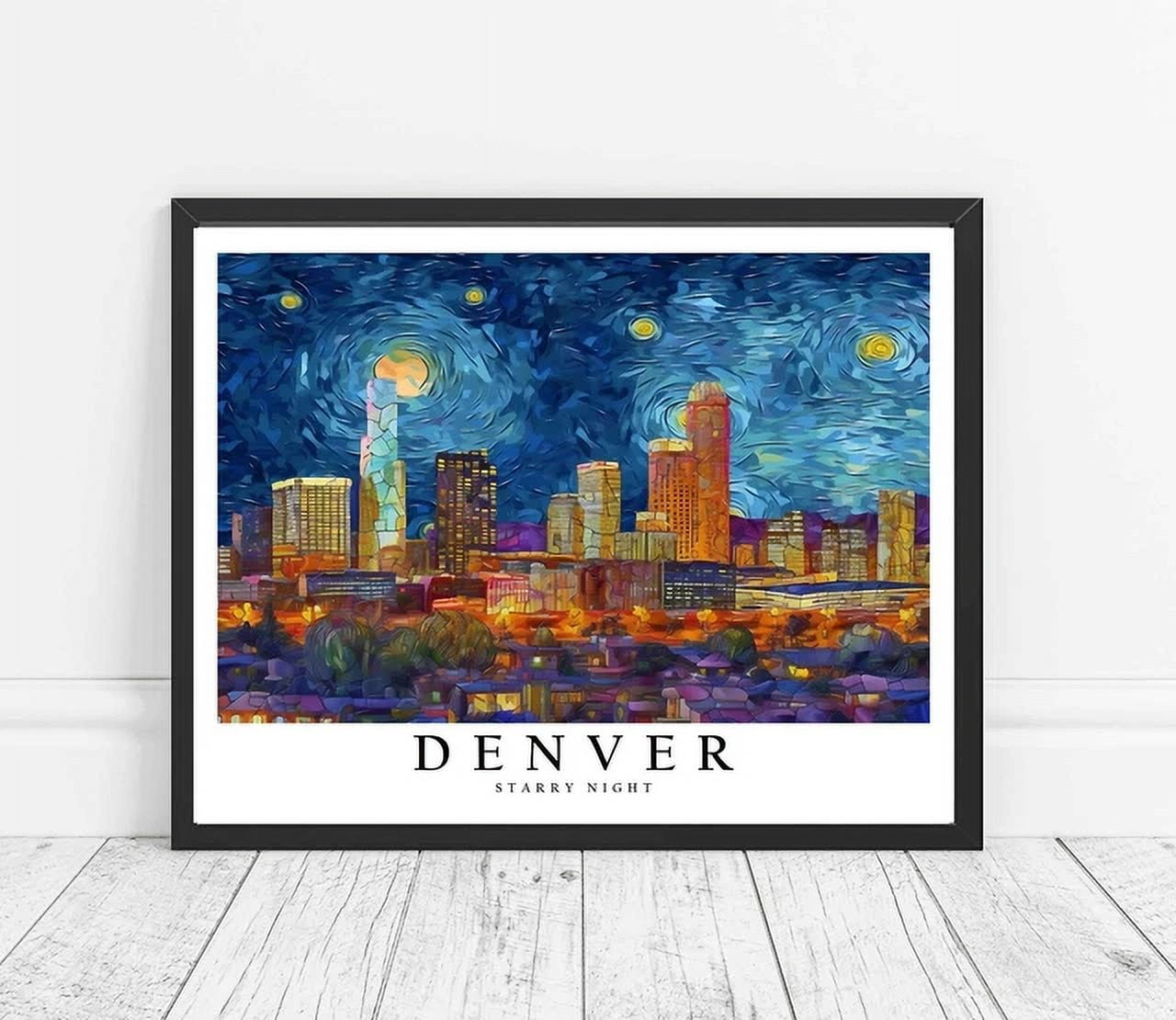 Denver As Van Gogh City Starry Night Art Print Poster Wall Art Painting ...