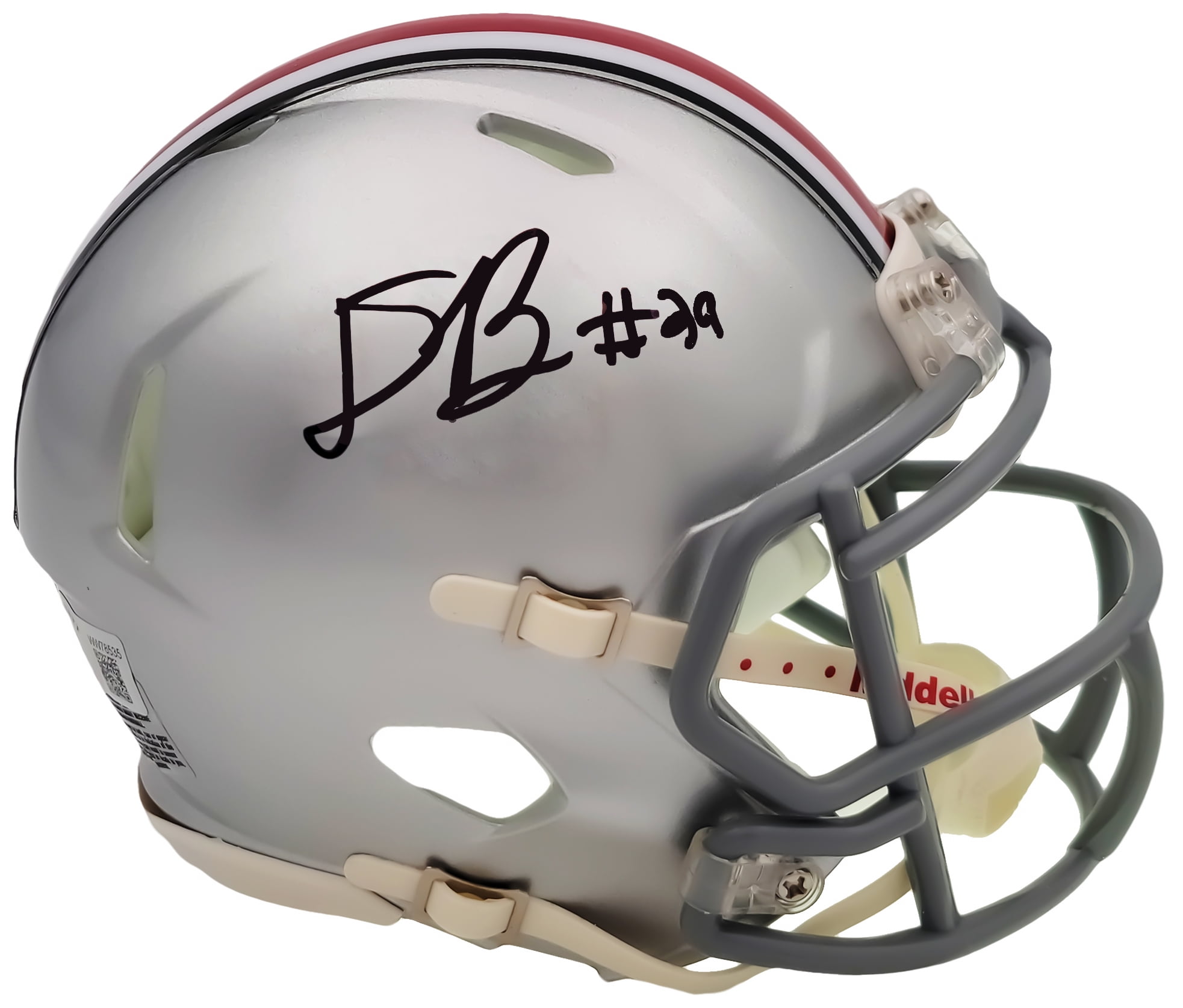 Denzel Burke Autographed Ohio State Buckeyes Silver Speed Mini Helmet ...