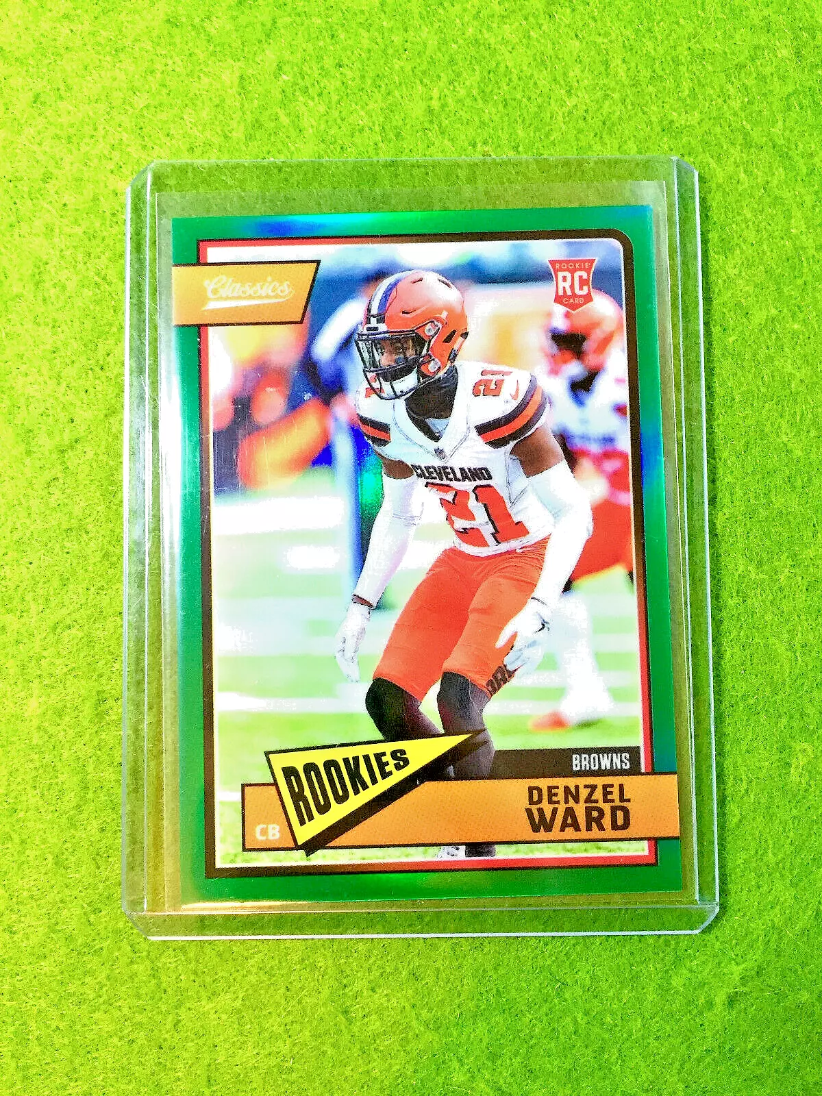 Denzel Ward GREEN PRIZM #/75 ROOKIE CARD BROWNS RC 2018 DENZEL WARD ...