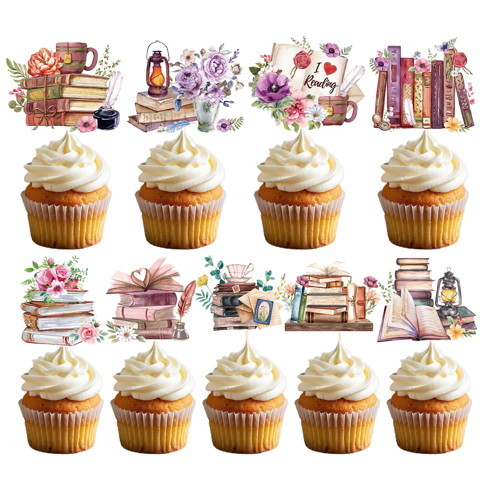 Deorfuy Book Themed Party IFF17 Decorations - 36PCS Book Club Cupcake ...