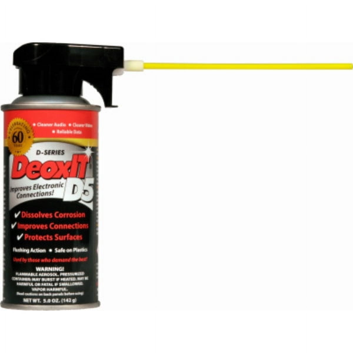DeoxIT D5S-6 D-Series D5 Contact Cleaner Spray with Perfect-Straw, 5 Oz ...