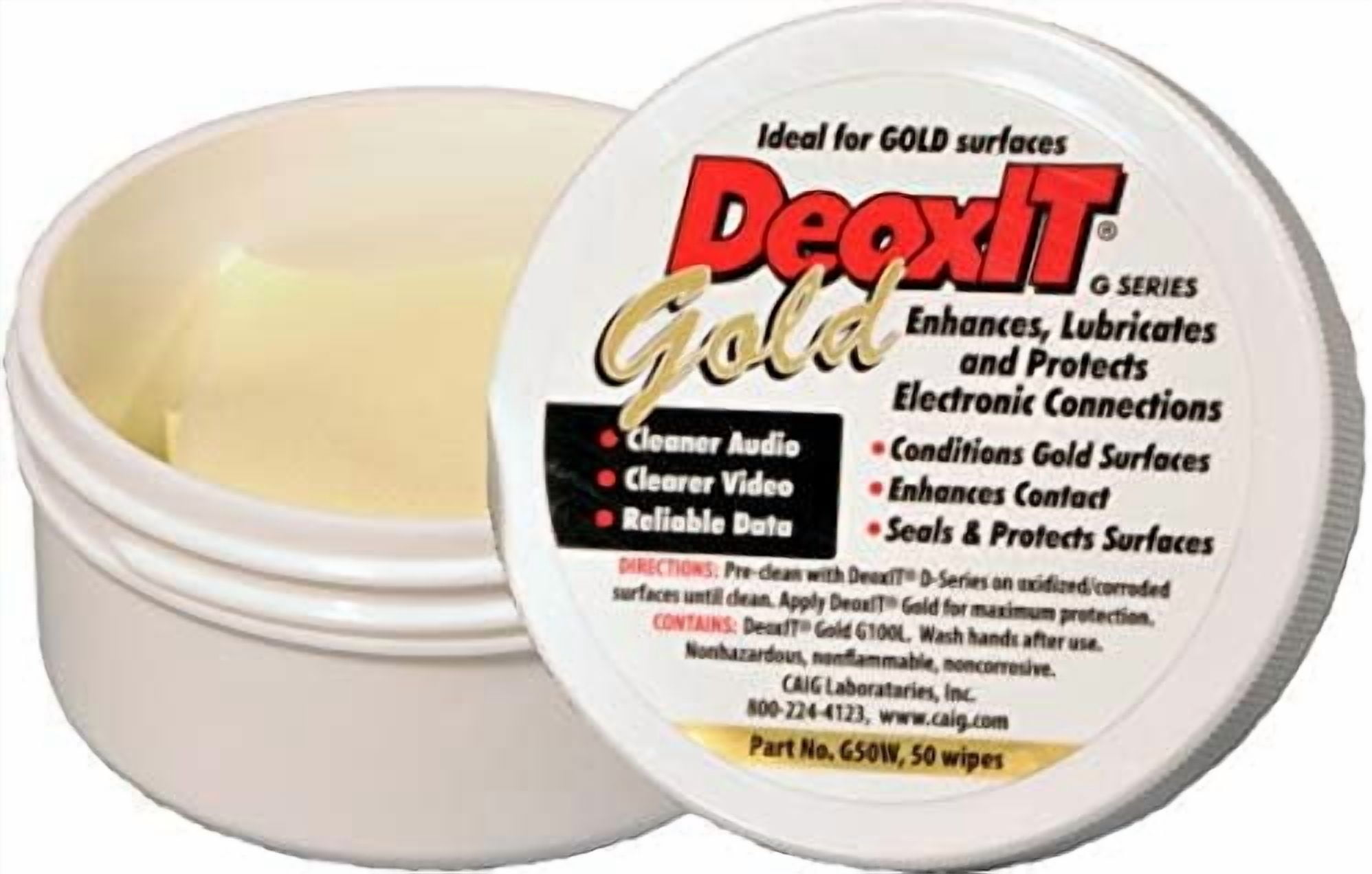 DeoxIT Gold G50W Wipes, Contact Cleaner/Enhancer/Protector for Gold ...