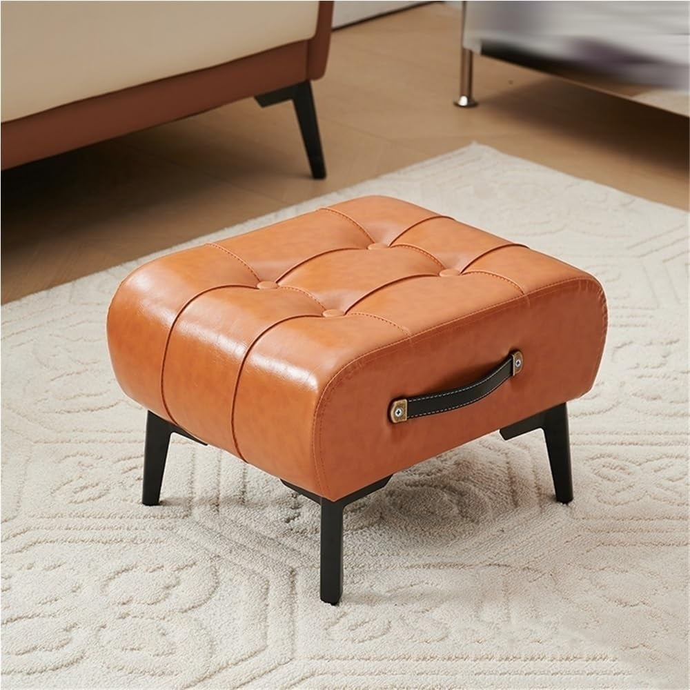 Deoxys Leather Padded Step Stool Small Ottoman with Storage Modern Foot ...