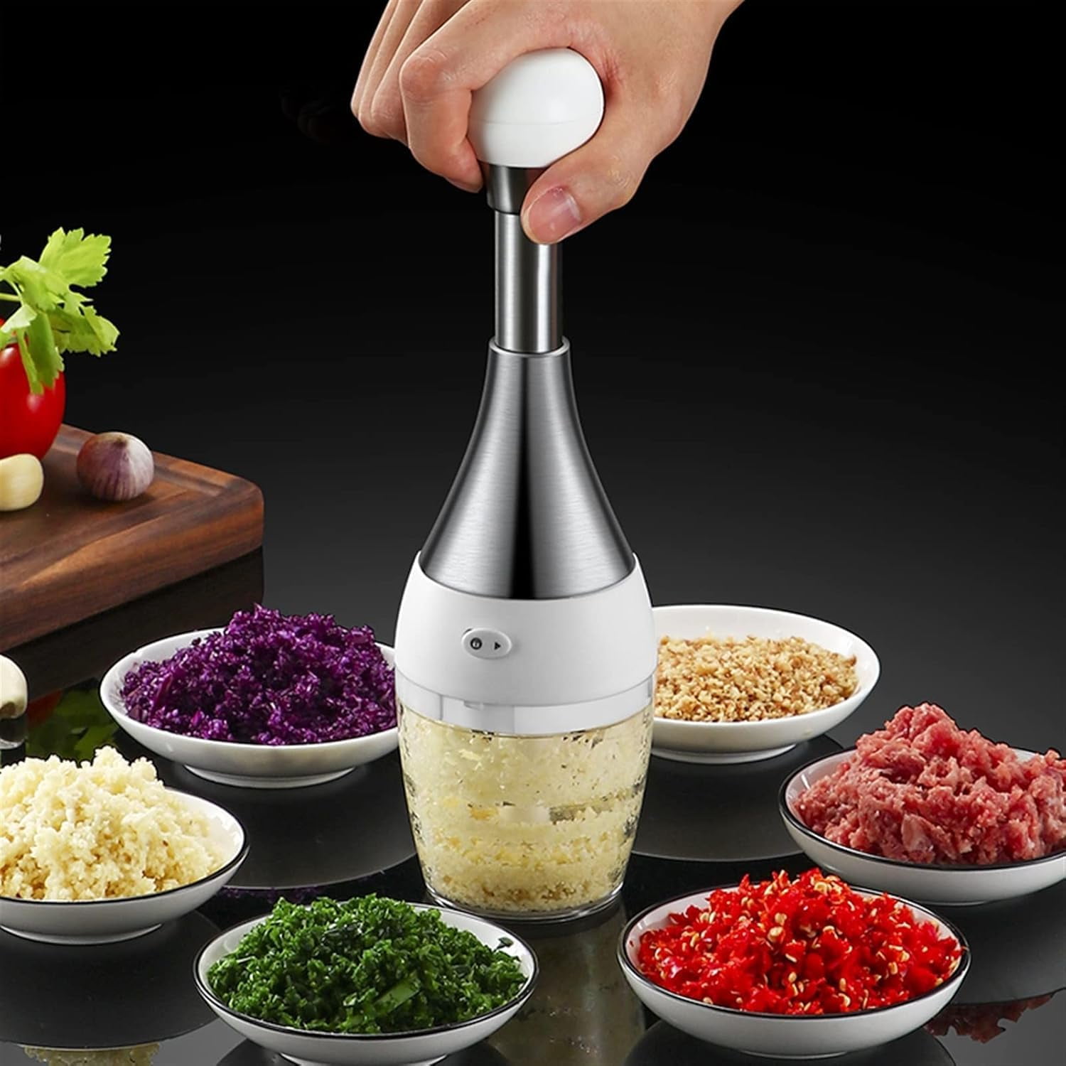 Deoxys Mini Manual Garlic Chopper Durable Hand Held Food Press Mincer ...