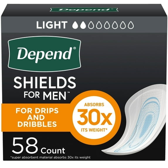 Depand Shields Incontinence Pads for Men, Light Absorbency, 58 Count ...