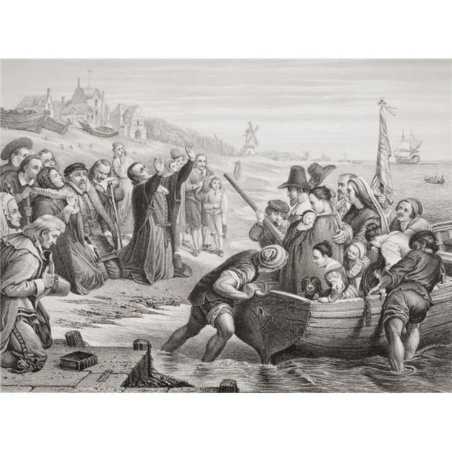 Departure of The Pilgrim Fathers From Delft Haven - July 1620 Engraved ...