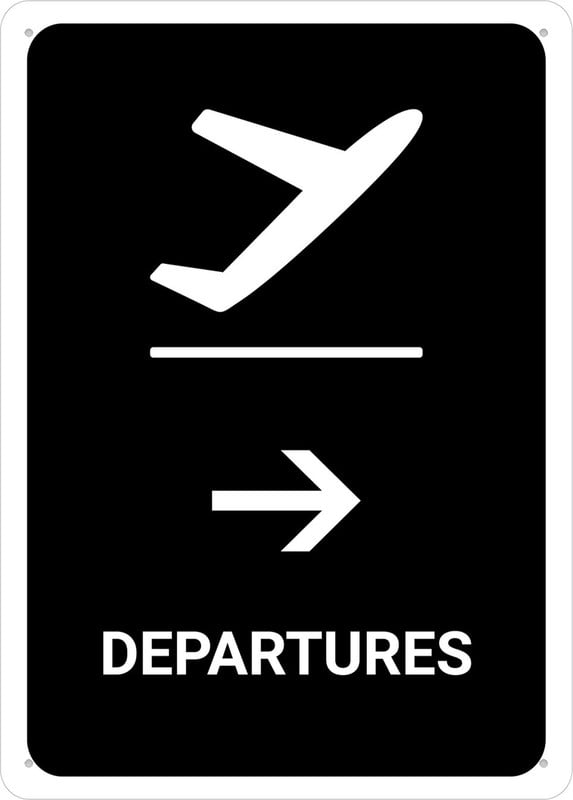 Departure With Right Arrow Black Portrait Sign Outdoor, Uv Printed Rust ...
