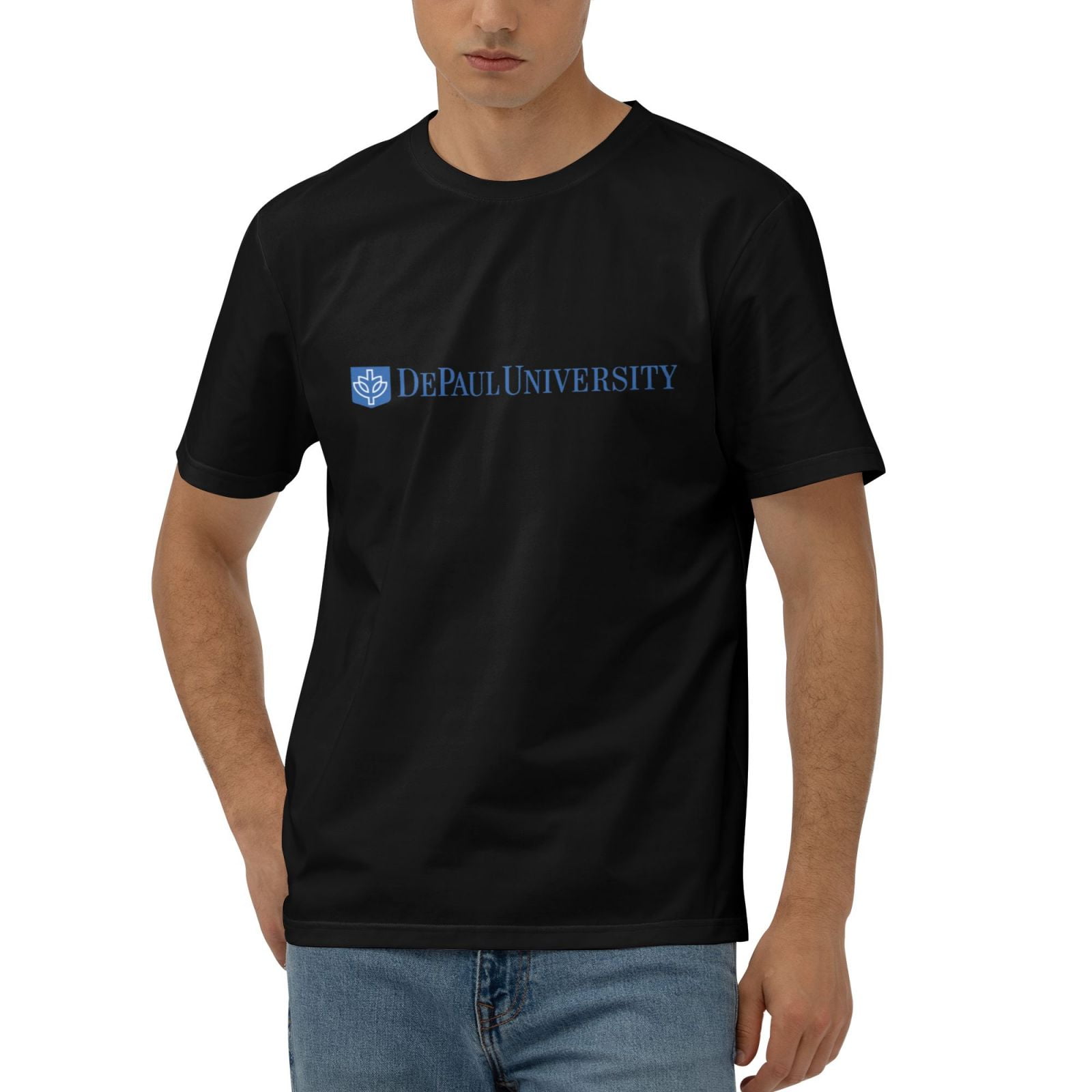 Depaul University Logo Men'S 170g Combed Cotton Short Sleeve T-Shirt ...