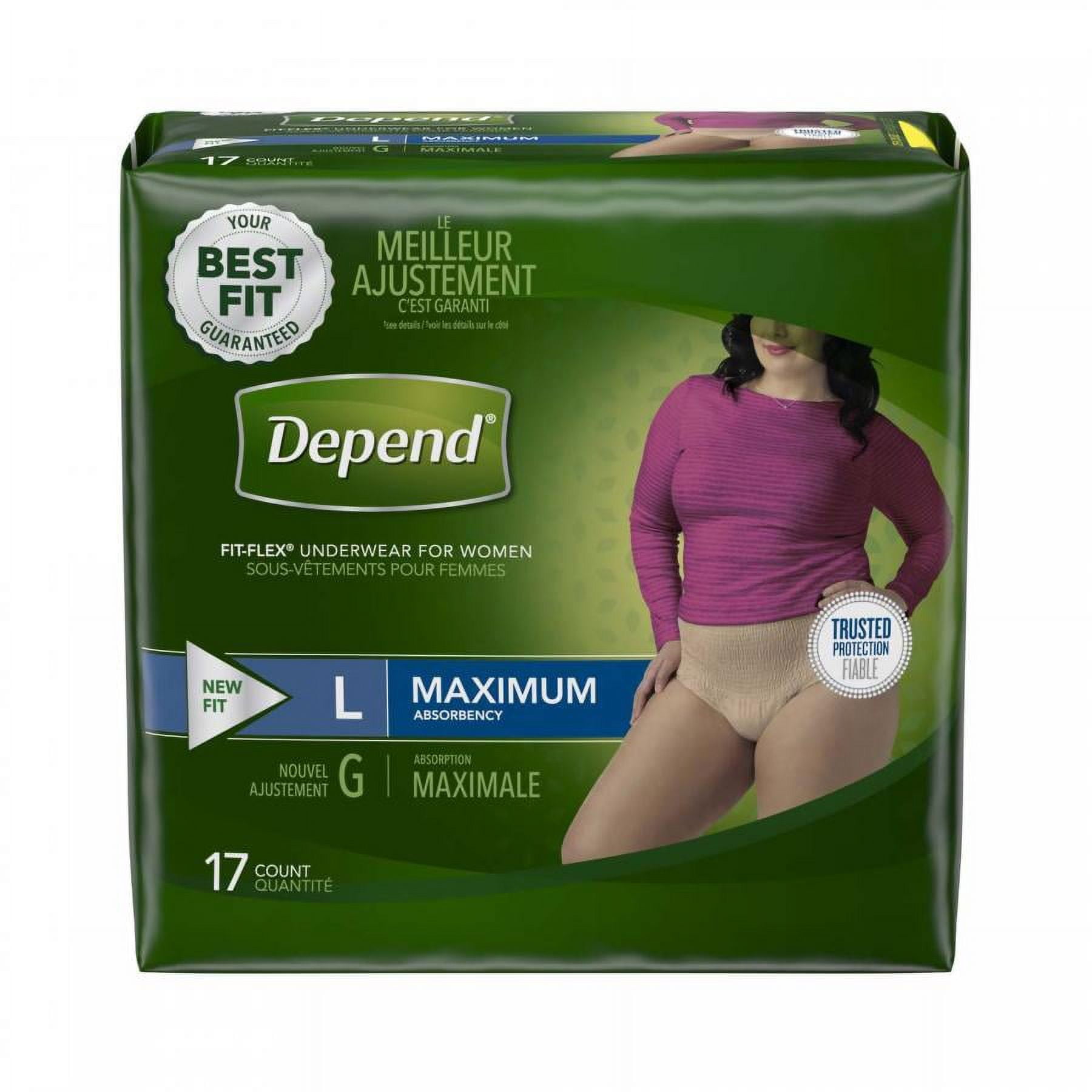 Depend FIT-FLEX Women's Underwear, Large, Maximum Absorbency, Heavy ...
