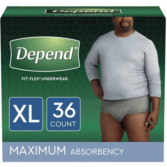 Depend Fit-Flex Men's Incontinence Briefs, Maximum Absorbency, Size ...