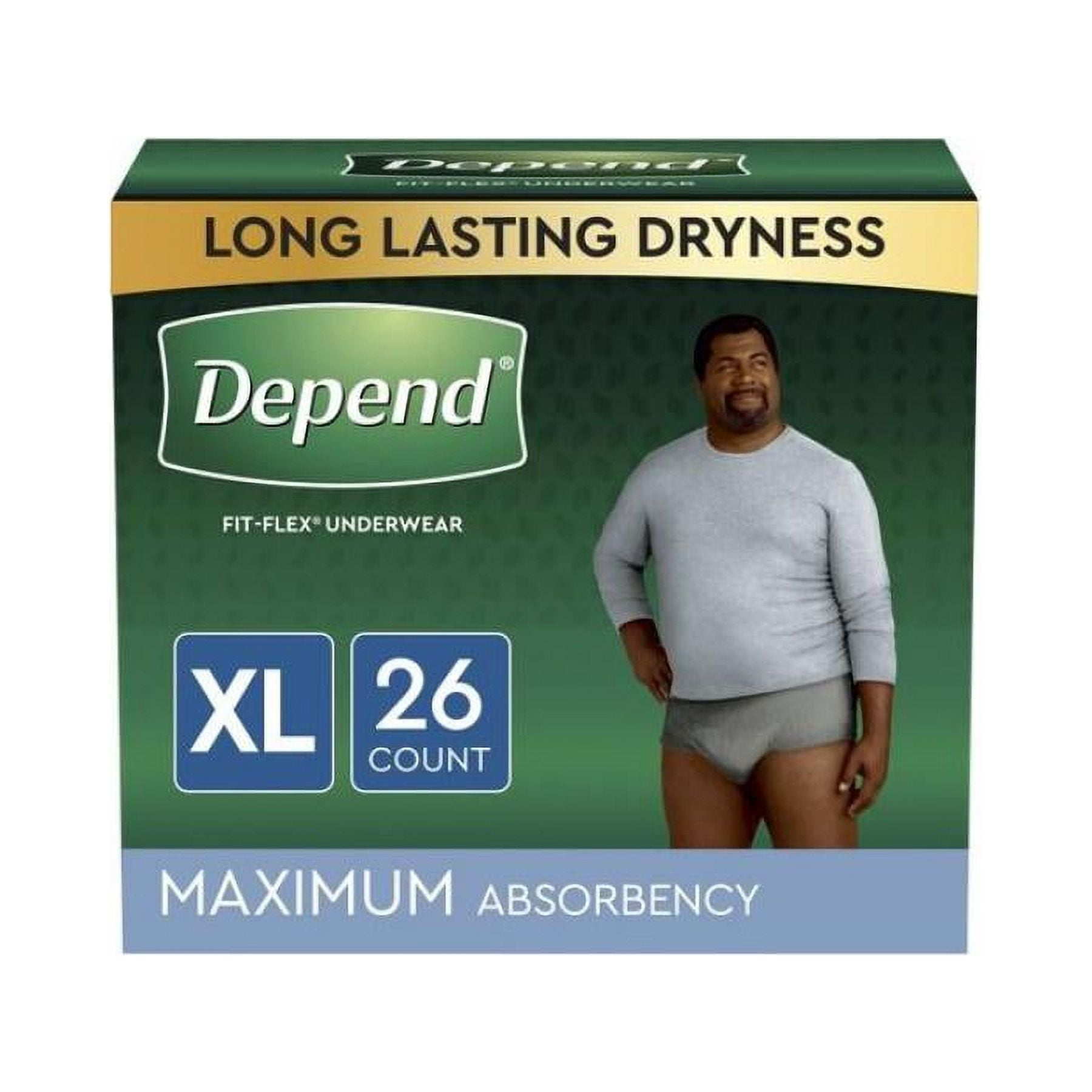 Depend Fit-Flex Men's Briefs, XL Size, Heavy Absorbency Underwear, 52 ...
