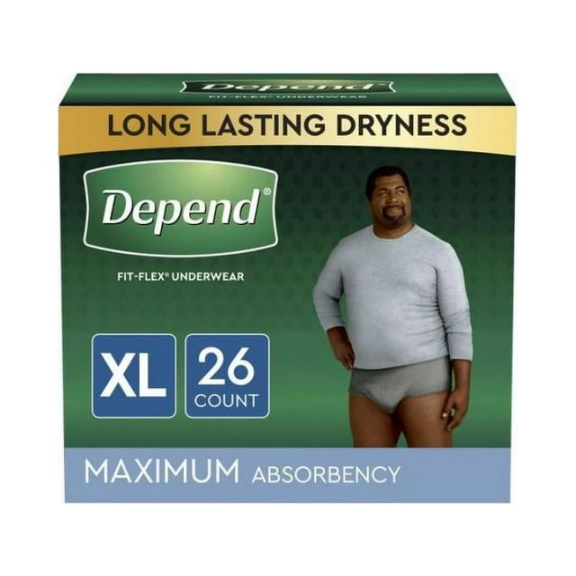 Depend Fit-Flex Men's Briefs, XL Size, Heavy Absorbency Underwear, 52 ...