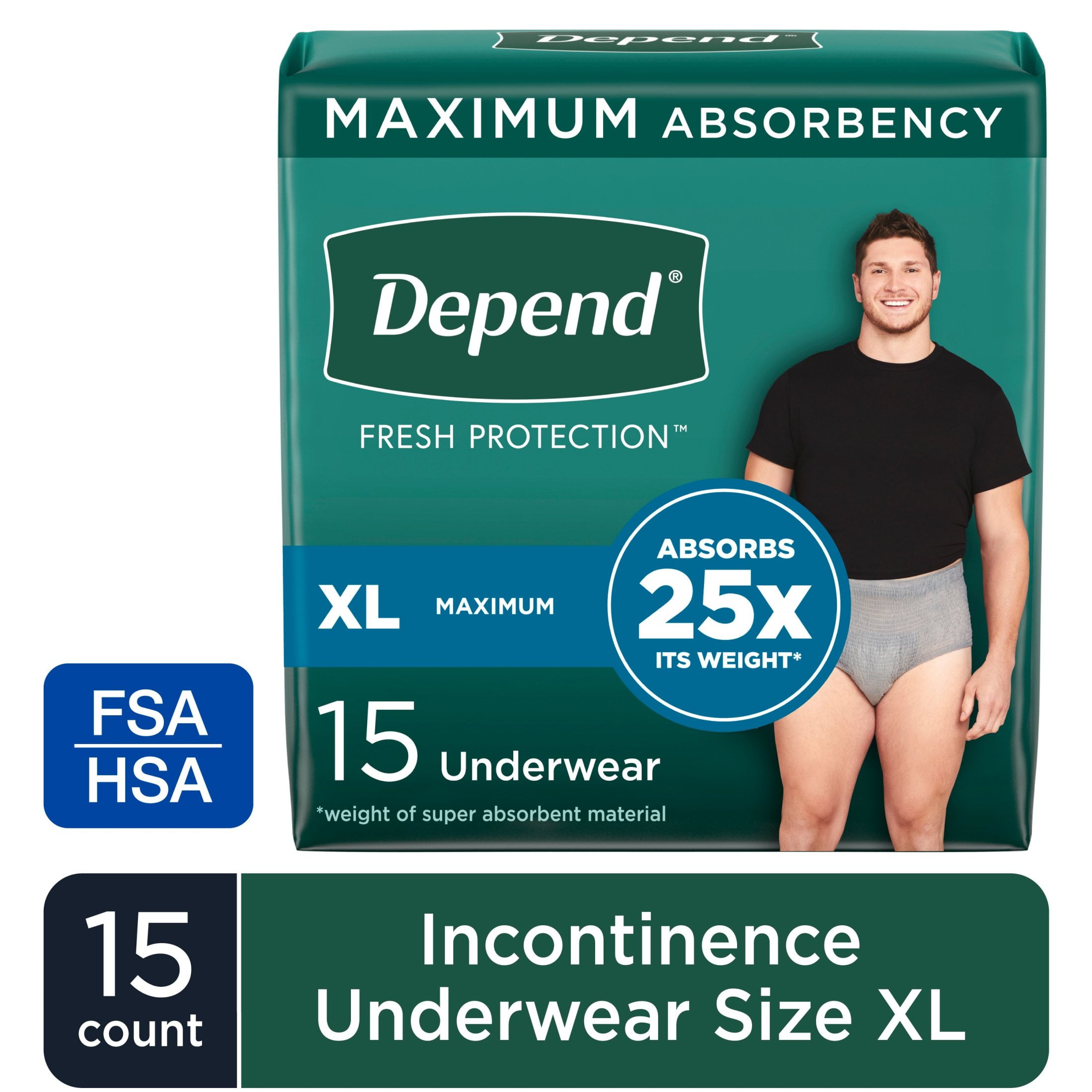 Depend Fresh Protection Men's Incontinence Briefs, Maximum Absorbency ...