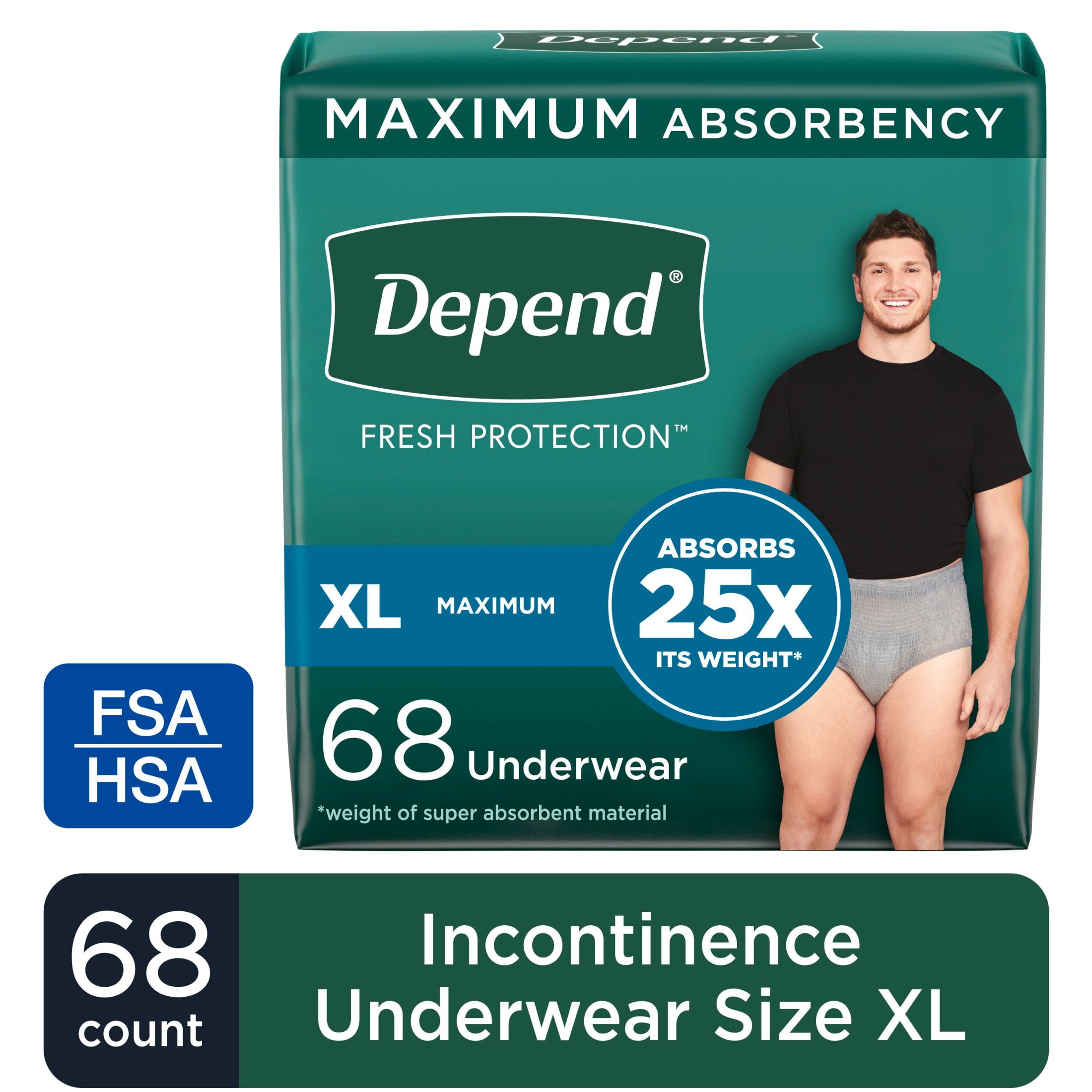 Depend Fresh Protection Incontinence Underwear for Men, Adult Diapers ...