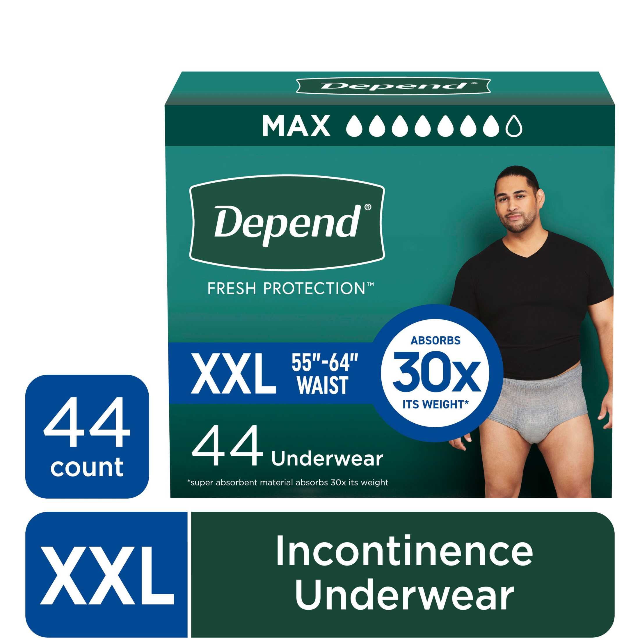 Depend Men's Maximum Absorbency Incontinence Underwear, XXL, Grey, 44 ...