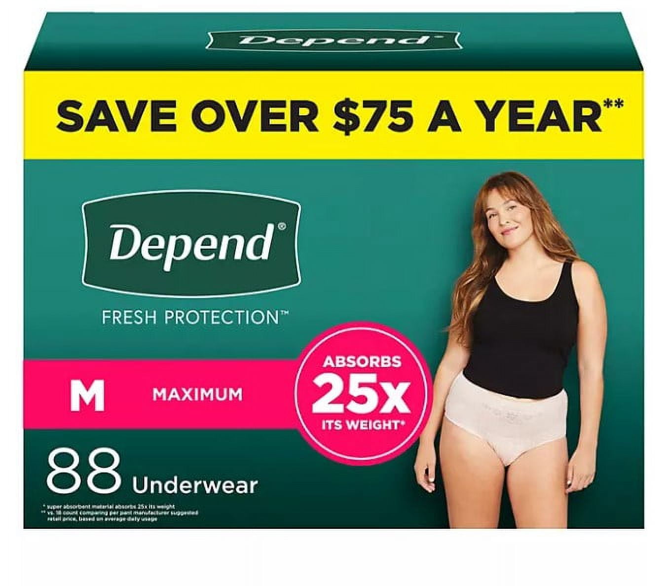 Depend Fresh Protection Adult Diapers for Women, Medium Size, 88 ct - Walmart.com
