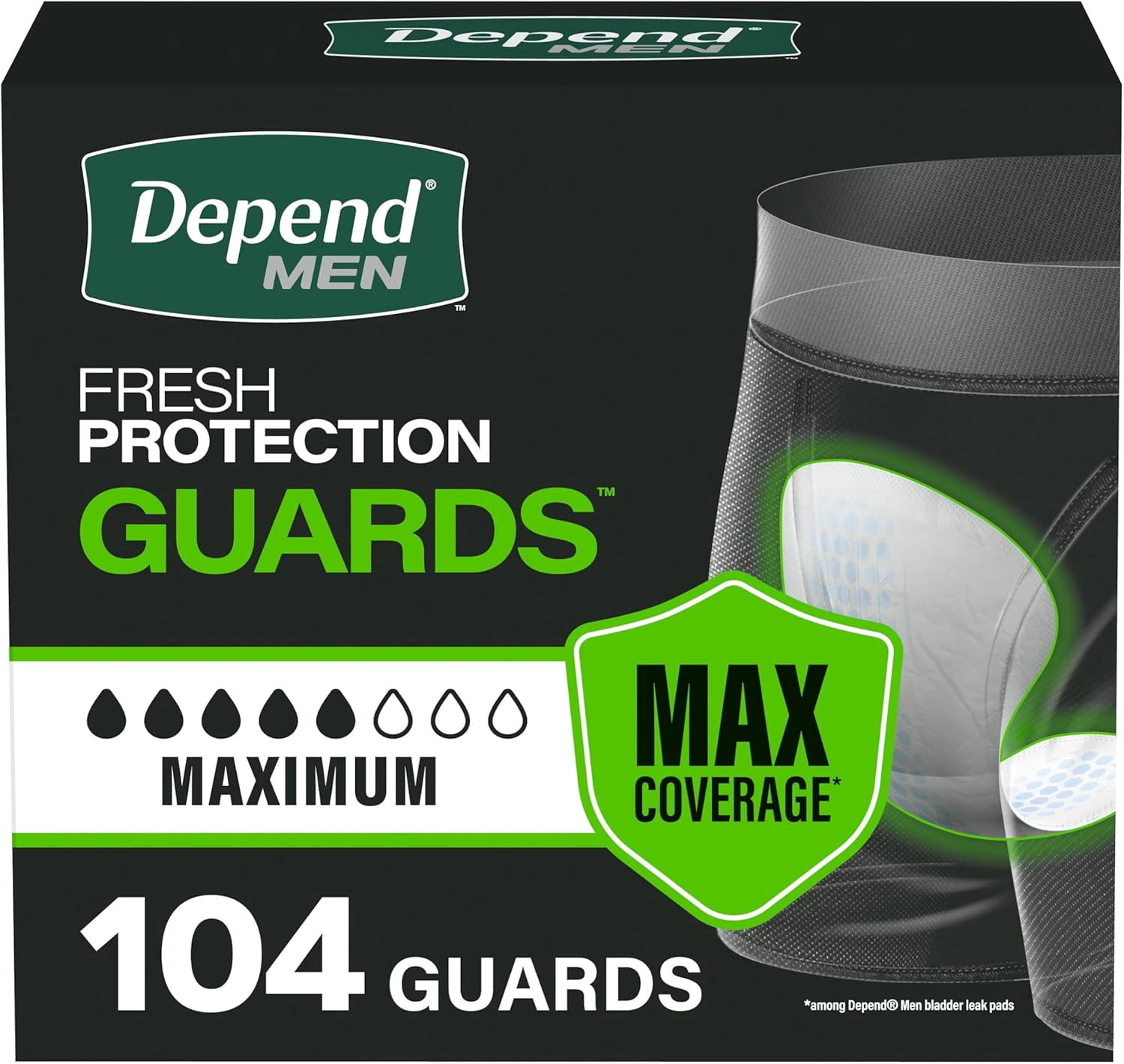 Depend Incontinence Pads for Men, High Absorbency, 104 Count, Bladder ...