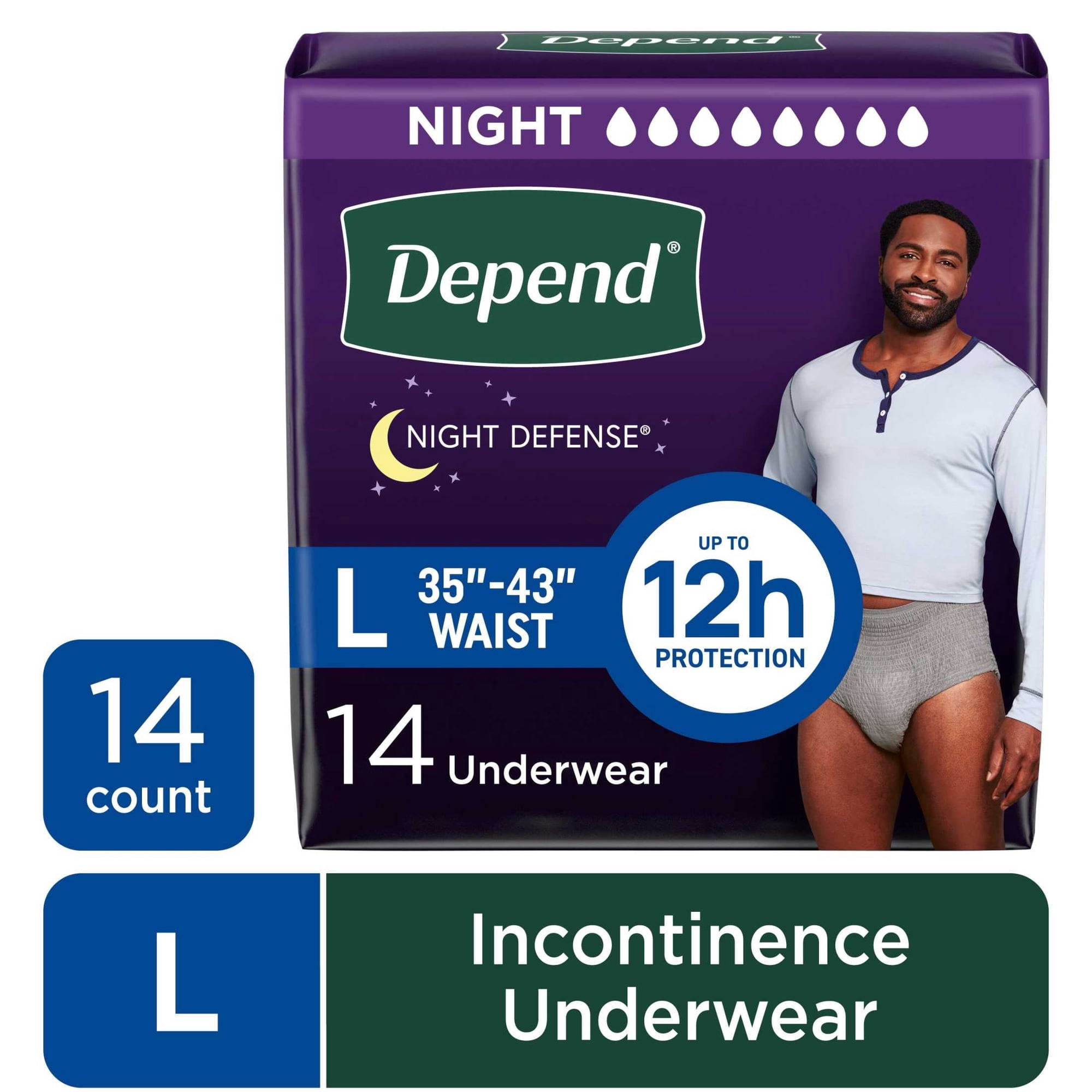 Depend Night Defense Incontinence Underwear for Men, Adult Diapers, L ...