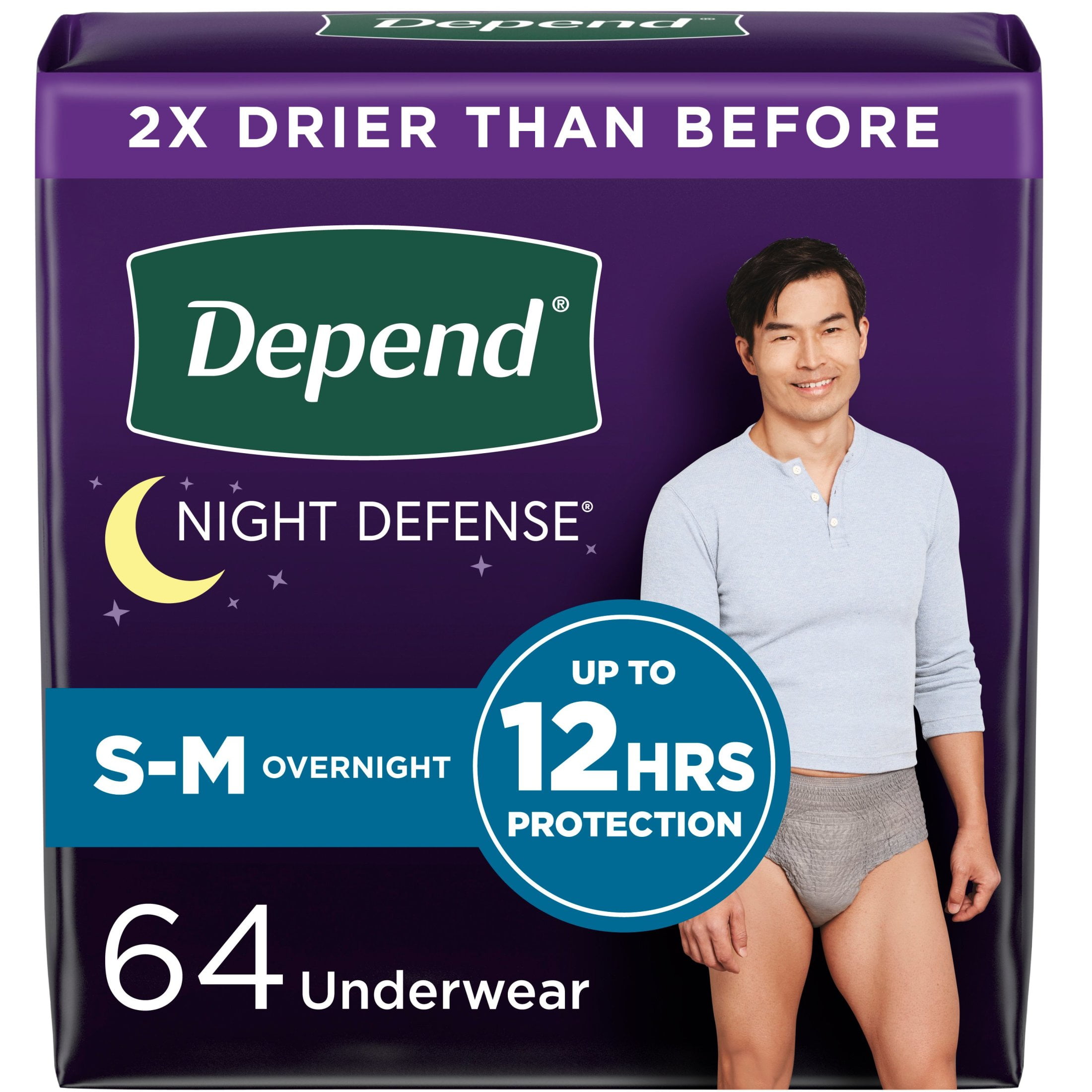 Depend Night Defense Incontinence Underwear for Men, S/M Size ...