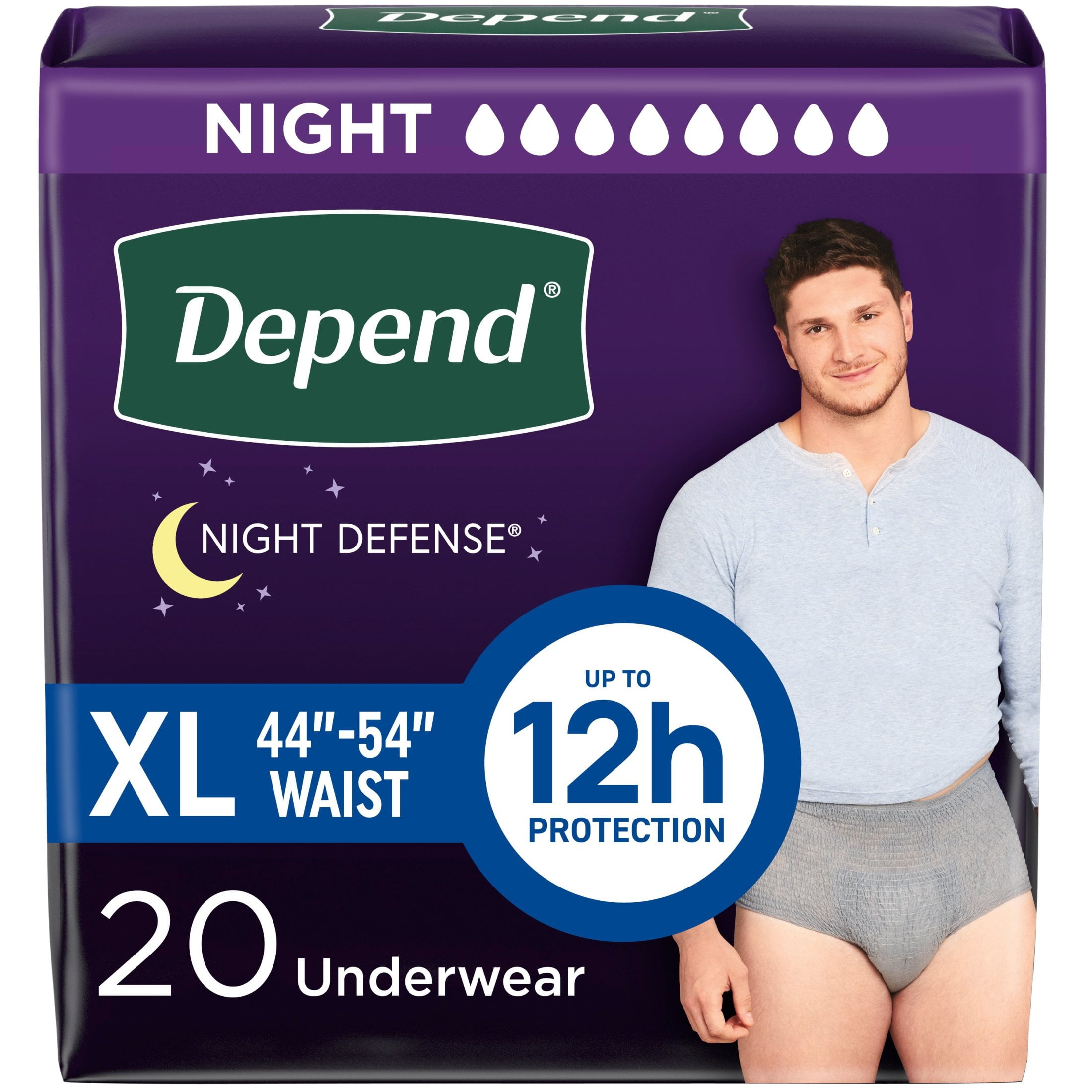 Depend Night Defense Incontinence Underwear for Men, Adult Diapers, XL ...