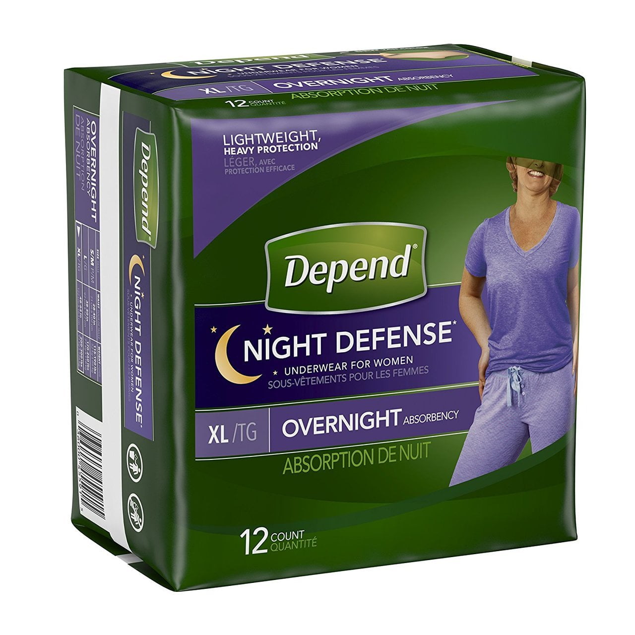 Depend Nighttime XL Ultimate Absorbency Dry Shield Adult Incontinence ...